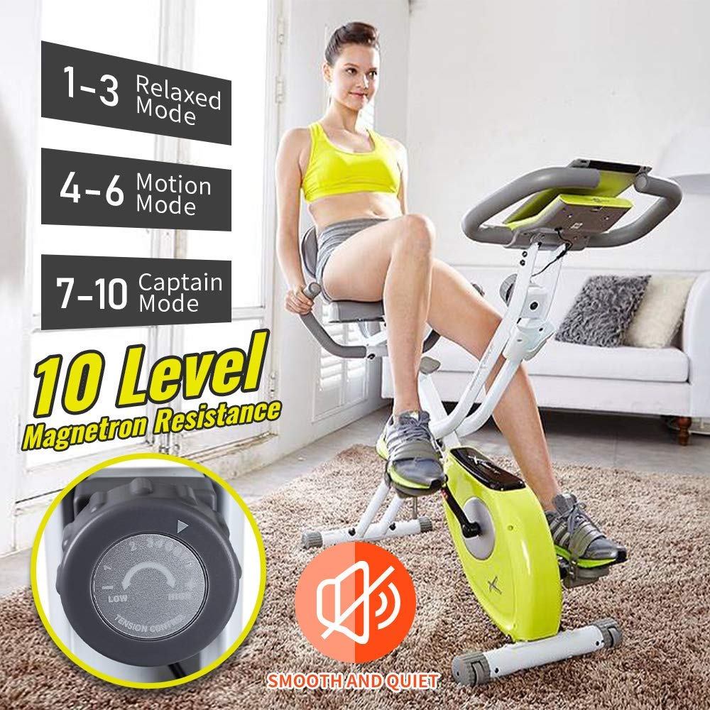 leikefitness Folding Exercise Bike 2200(YELLOW) and Adjustable Ab Trainer 9300(GREEN) Bundle