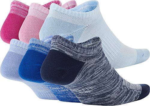 Nike Women`s Everyday Lightweight No Show Training Socks 6 Pack (Blue(SX7573-912)/Pink, Medium)