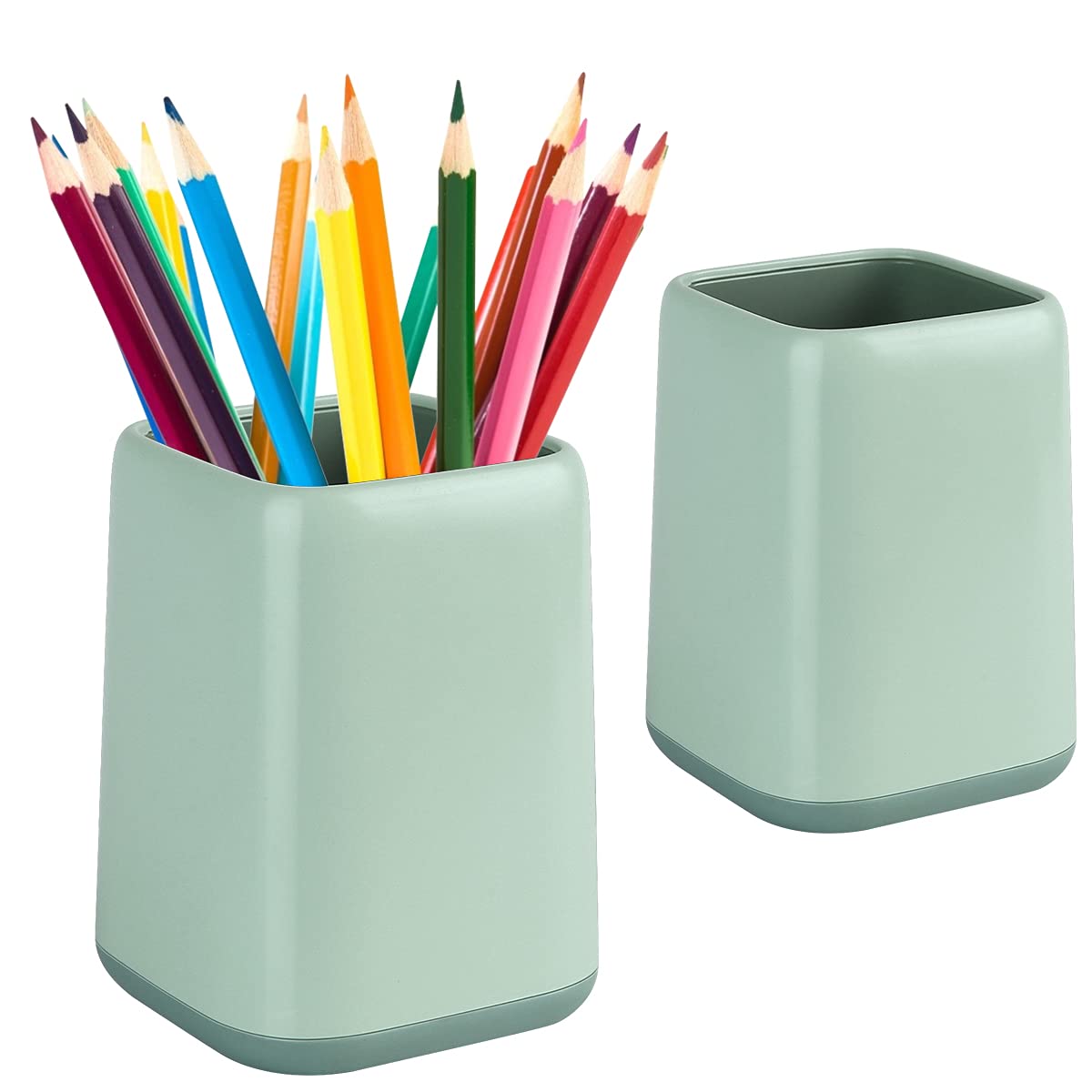Lengtimo Fashion Pen and Pencil Holder, Pencil Cup for Kids or Makeup Brush Holder for Women, Durable Stand Desk Organizer Storage Gift for Office, Classroom, Home( Light green )