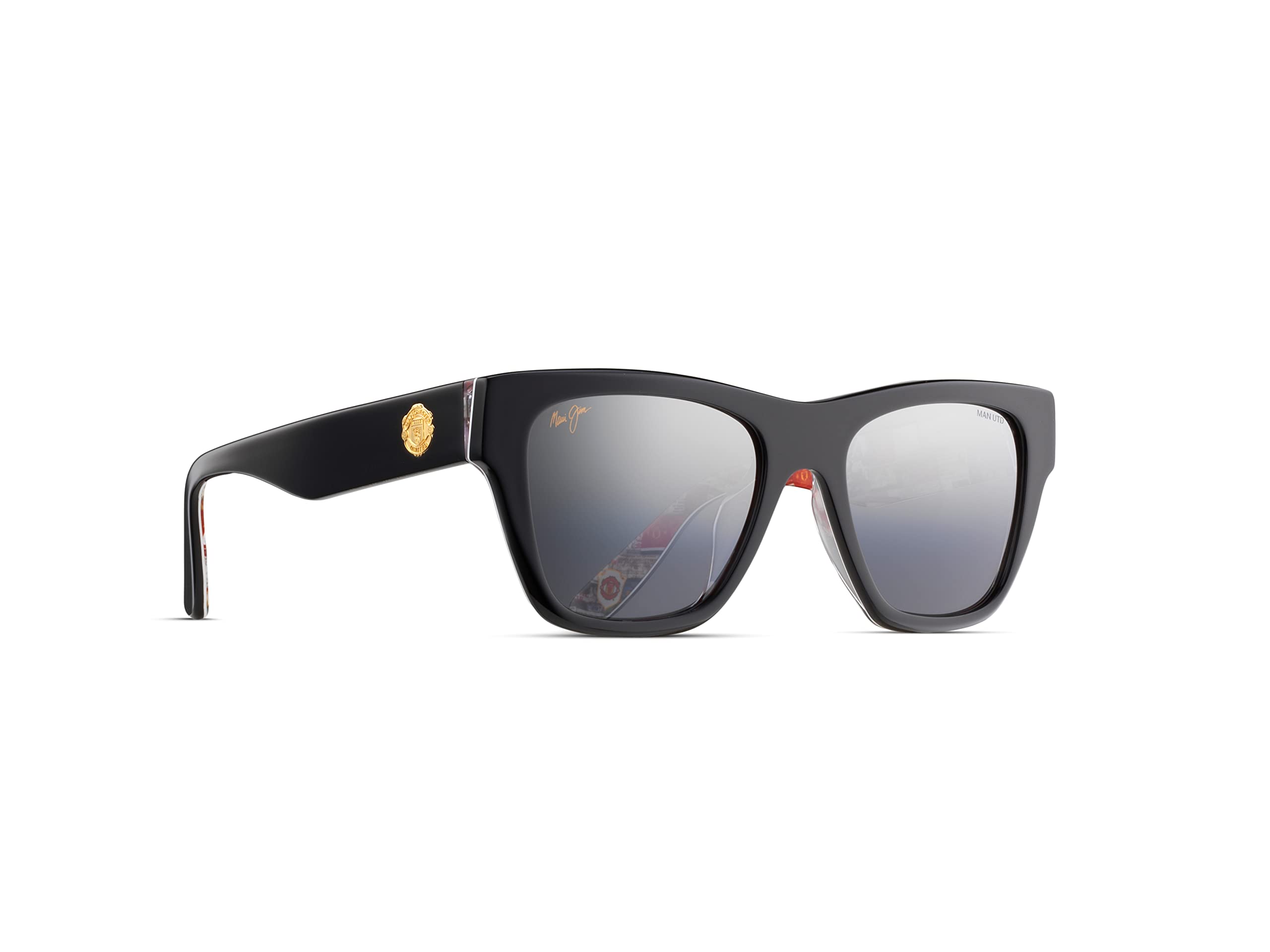 Maui Jim Men's and Women's Treble Polarized Classic Sunglasses, Black Gloss w/Treble Coll Int/Dual Mirror Silver to Black, Medium