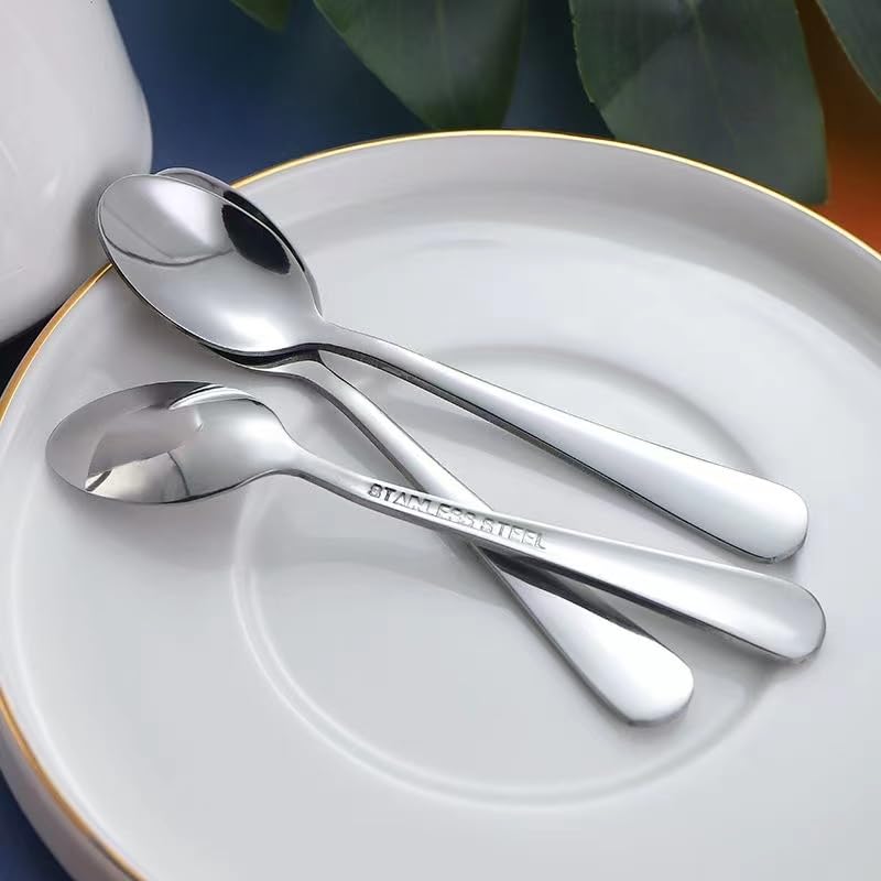 Wesdxc56 Demitasse Espresso Spoons, Mini Coffee Spoon, 4 Inches Stainless Steel Small Spoons for Dessert, Set of 6(Silver)