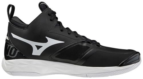 Mizuno Unisex Adult 2 Wave Momentum Mid Volleyball Shoe 10, Black/White, 11.5 Women/10 Men US