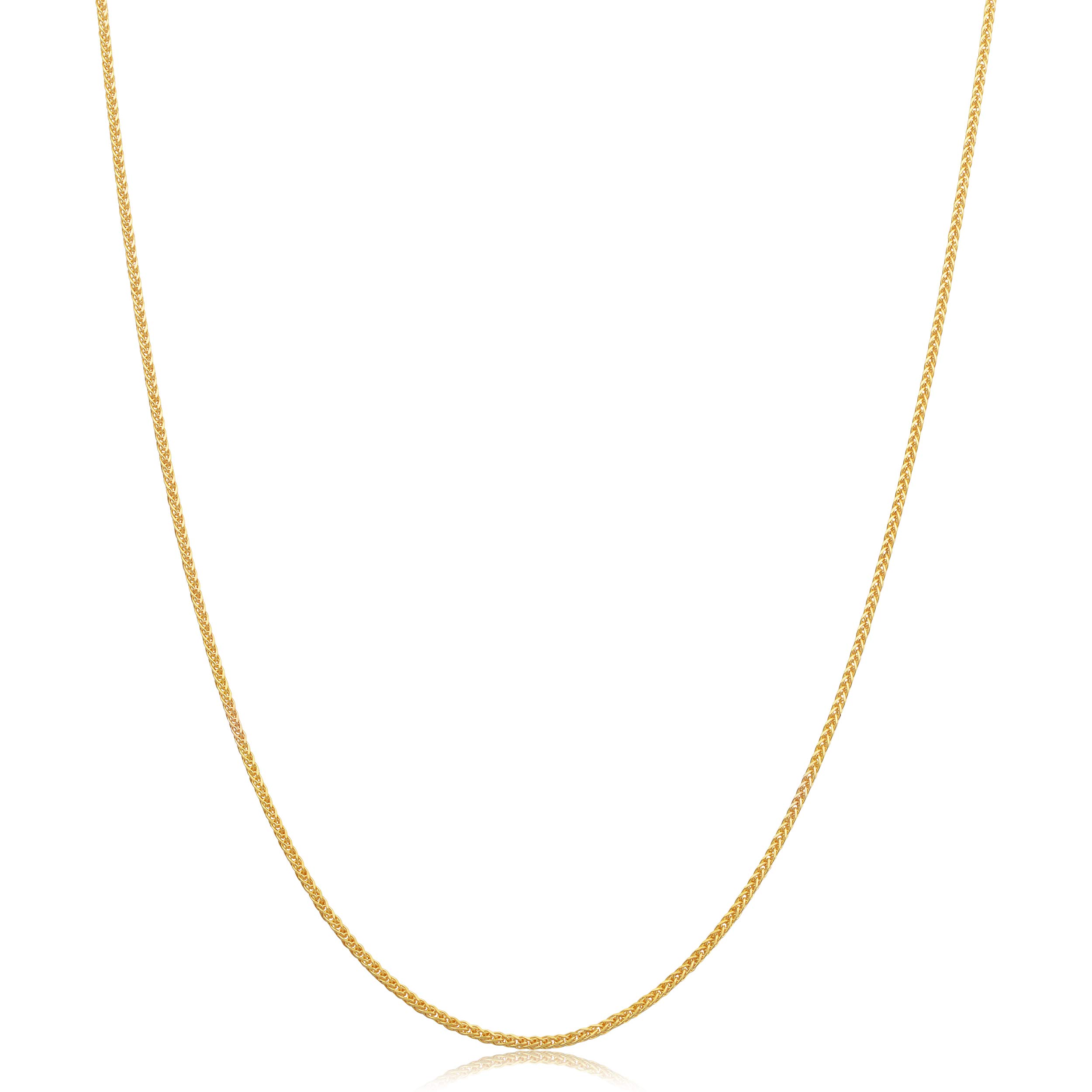 Kooljewelry 14k Yellow Gold Square Wheat Chain Necklace (1.1 mm, 16 inch)