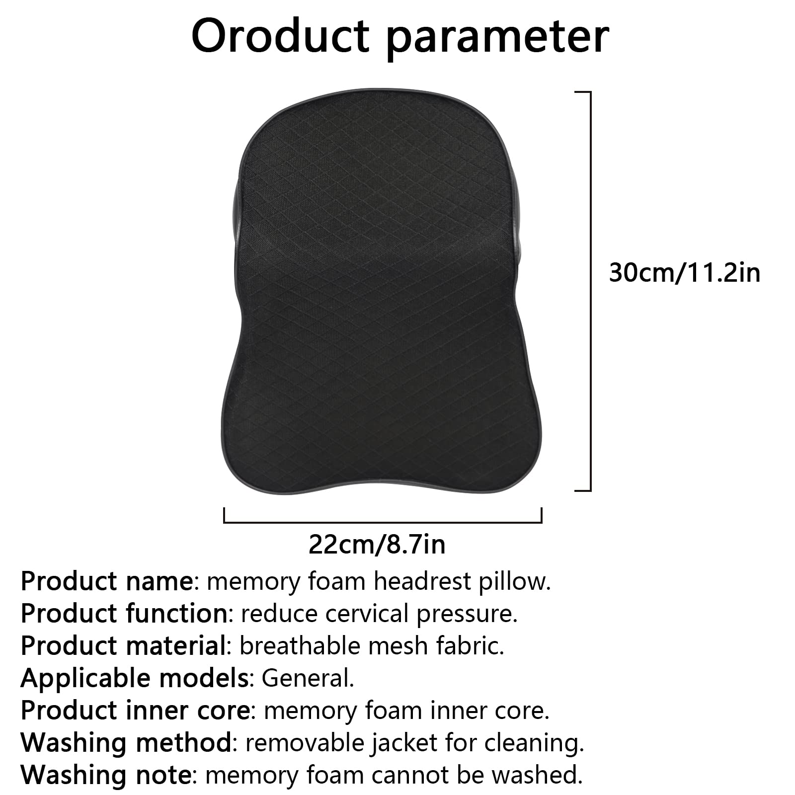 KOXHOX New Car Neck Pillow, Car Seat Headrest Pillow Rest Cushion, Durable Memory Foam, Ergonomic Design, Breathable Removable Cover, for Neck/Back Pain Relief