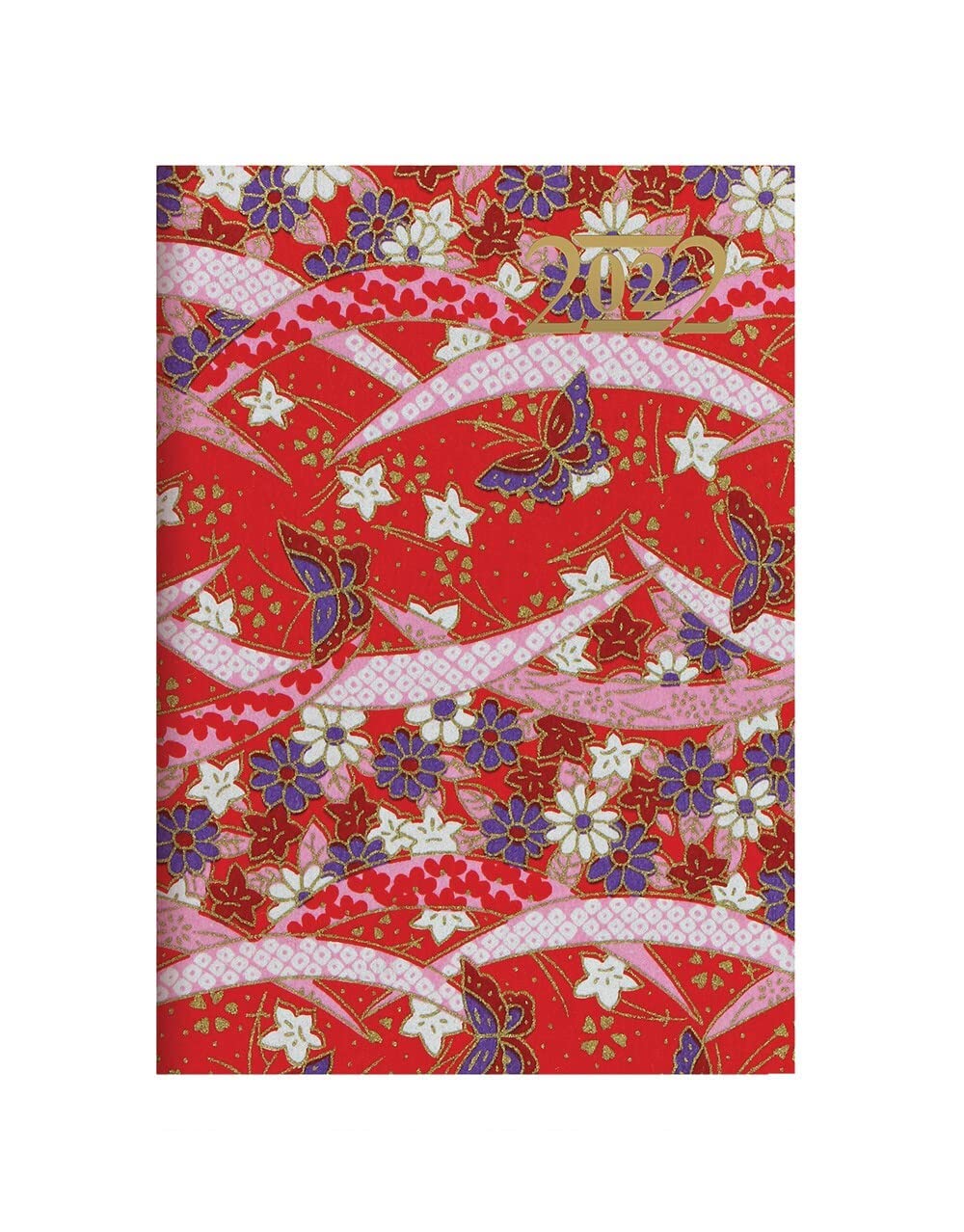 Letts of London Japanese Paper A5 Week to View 2022 Diary - red 22-080608