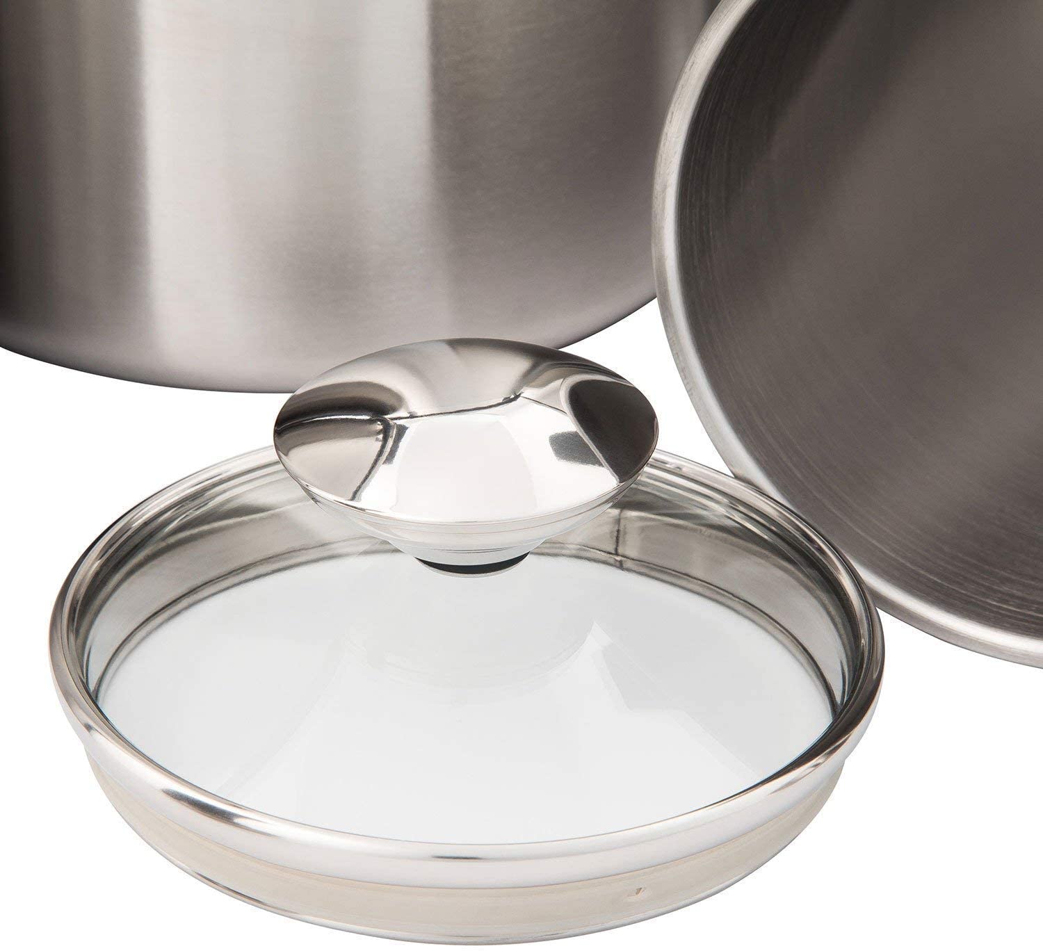 Kitchen Canister Set - Airtight Stainless Steel Canisters with Glass Lids - Clear See-Thru Top - Containers Set for Kitchen - Ideal for Food, Flour, Sugar, Coffee, Tea & Pantry Storage (8 Piece Large)