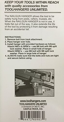 Toolhangers Unlimited Original Nail Gun Hanger (Green #40903)- Hook compatible with Hitachi/Metabo, Milwaukee Framing Nail Guns and Positive Placement Nailers