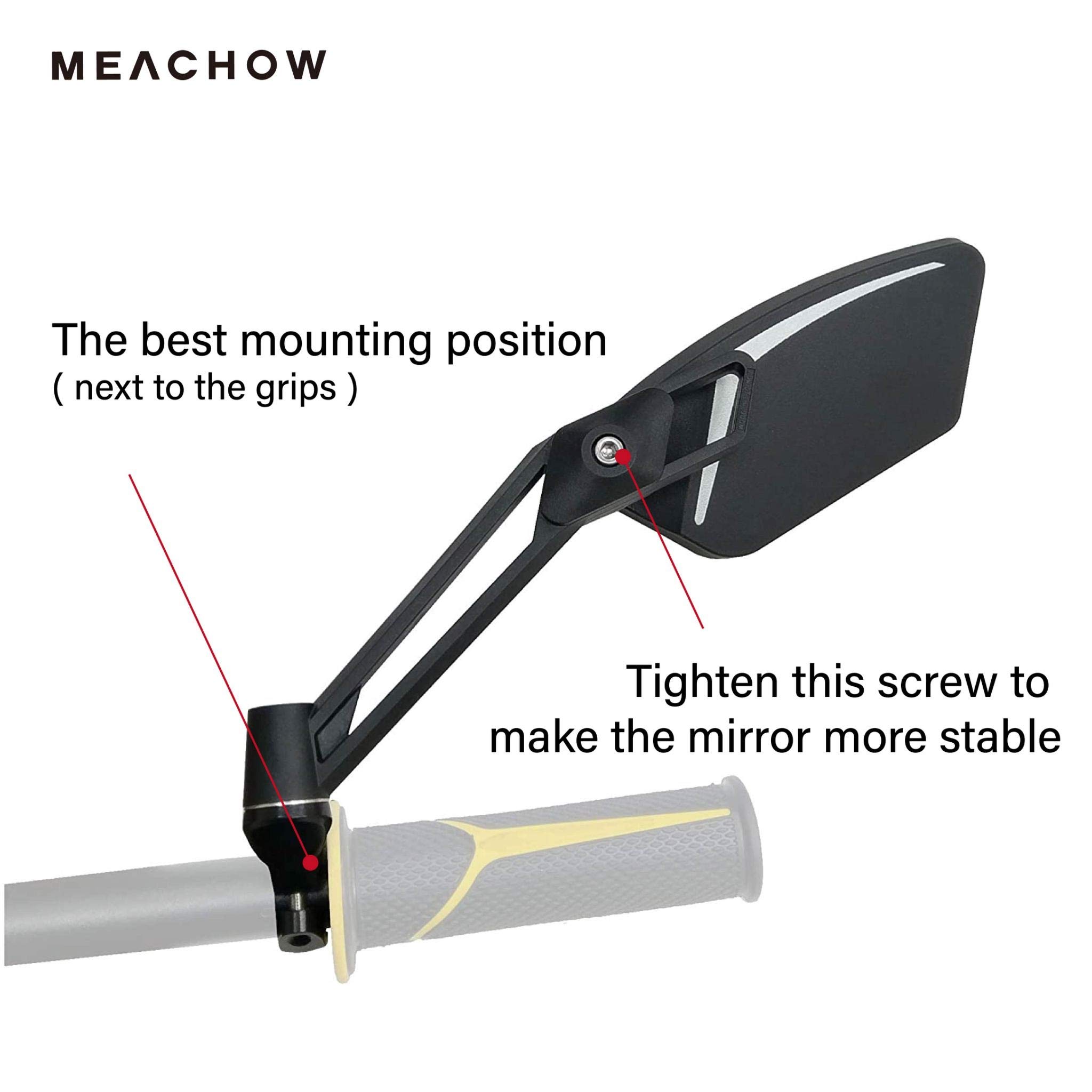MEACHOW New Scratch Resistant Glass Lens,Handlebar Bike Mirror, Adjustable Safe Rearview Mirror, Bicycle Mirror (Silver Left Side) ME-003LS