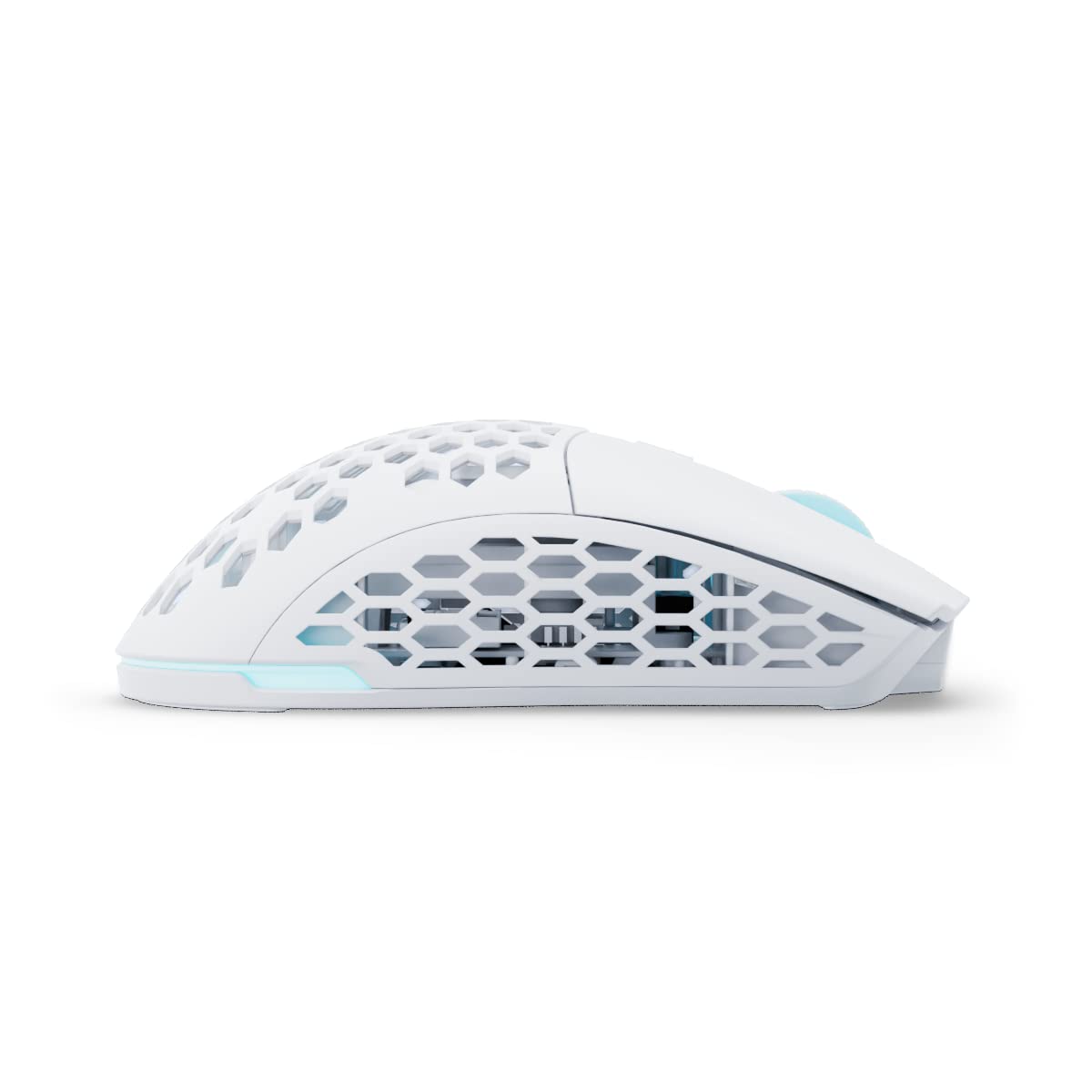 PWNAGE Ultra Custom Symm 2 Wireless Gaming Mouse - Flawless Pro Grade 3370 Optical Sensor- Flexible Paracord Cable - 100% PTFE Skates (Honeycomb Sides, White)