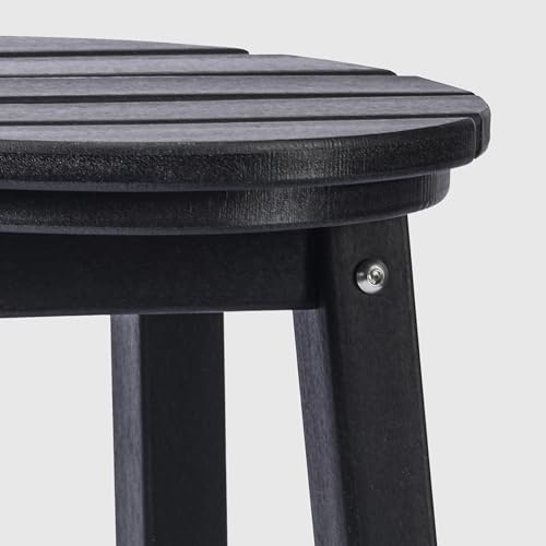 WestinTrends Malibu 24" HDPE Outdoor Patio Round Counter Height Bar Stool Set of 2, Black