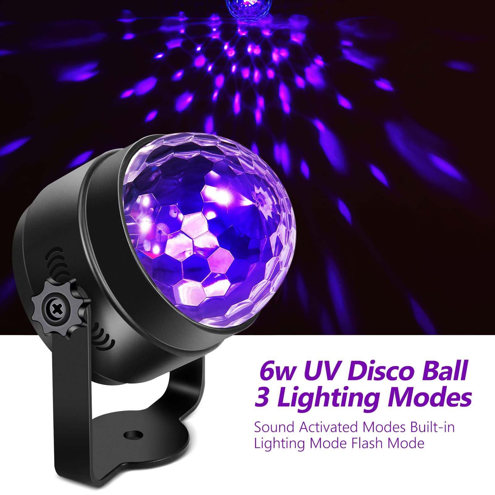 LUNSY Sound Activated Party Lights with Remote Control Dj Lighting RGB Disco Ball Light, Strobe Lamp 7 Modes Stage Par Light for Home Room Dance Parties Bar Xmas Wedding Show Club - 2PACK