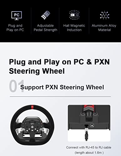 PXN PC Steering Wheel Force Feedback Racing wheel 270/900° Detachable Magnetic Pedals 6+1 Shifter Dual Paddle gaming steering wheel For PS4,PS3 Xbox One, Xbox Series X/S, PC (Windows 7/8/10/11)