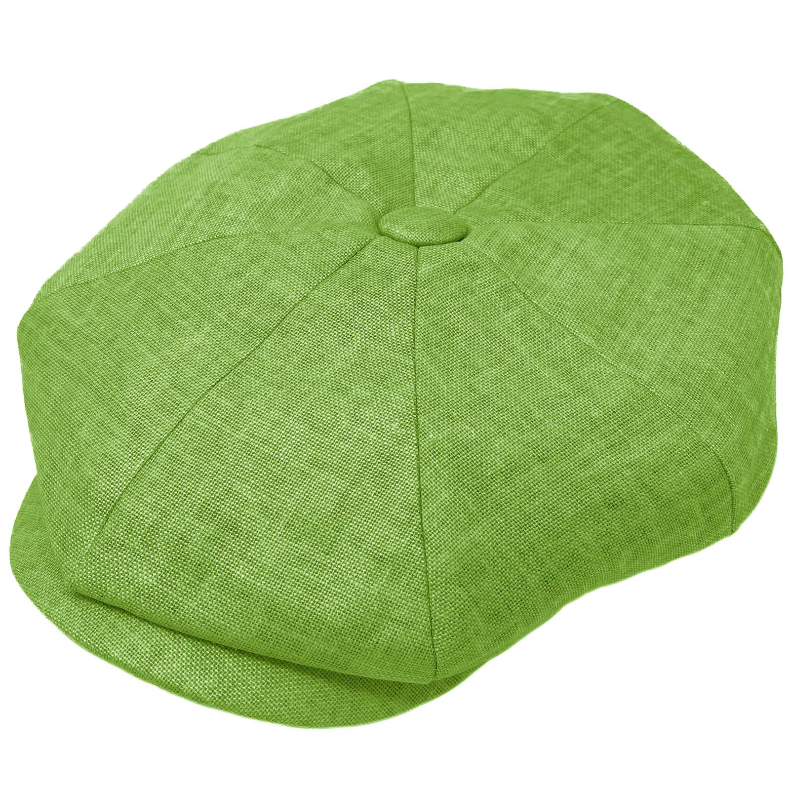 Men's 100% Linen Snap Front Newsboy Drivers Cabbie Gatsby Apple Cap Hat (L/XL, Olive)