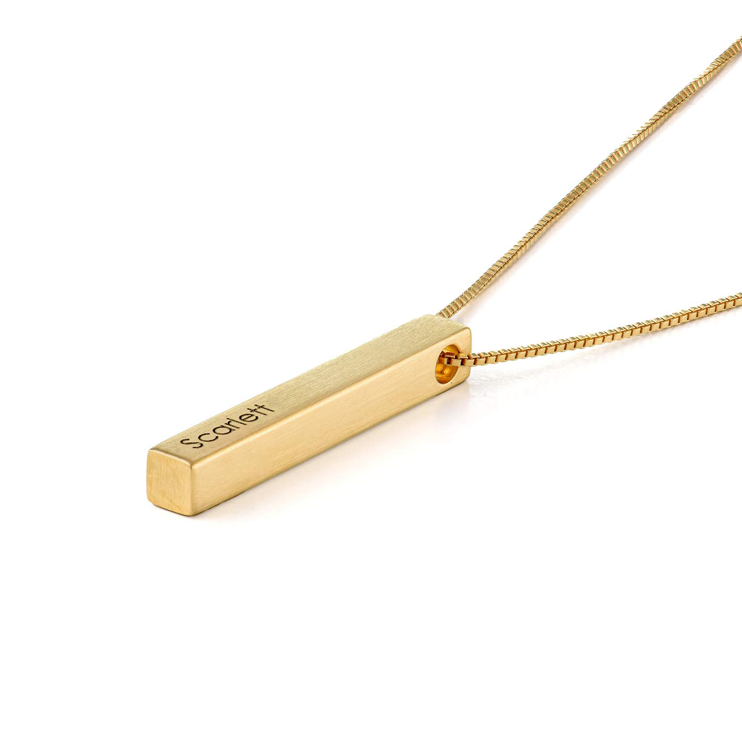 MYKA Personalized Custom 3D Bar Necklace in Matte in Sterling Silver 925 or Gold Plating - Custom Jewelry Christmas Gift for Her (Gold Vermeil)