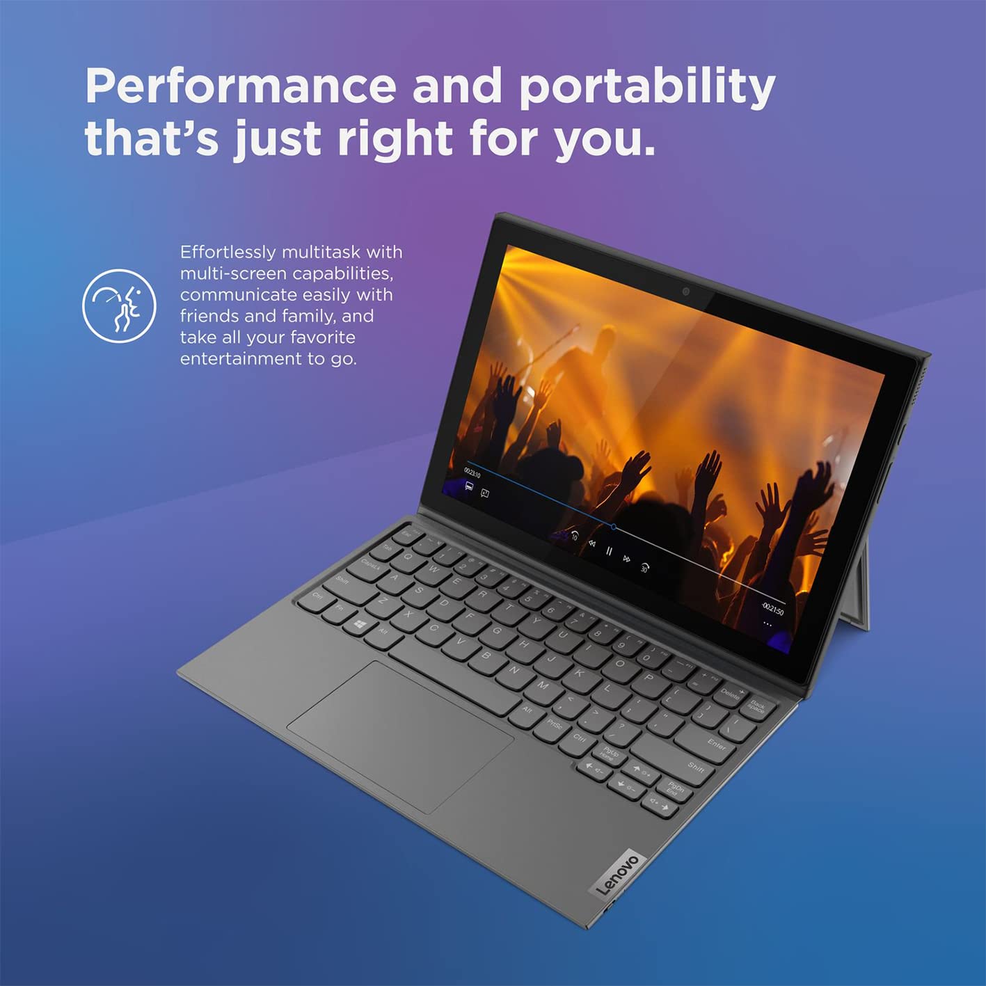 LENOVO Ideapad Duet 3i 10.3" FHD Touchscreen Laptop, Intel Celeron N4020, 4GB RAM, 64GB eMMC Storage, 5MP Webcam, Graphite Gray, Windows 11, 128GB Snowbell USB Card (Renewed)