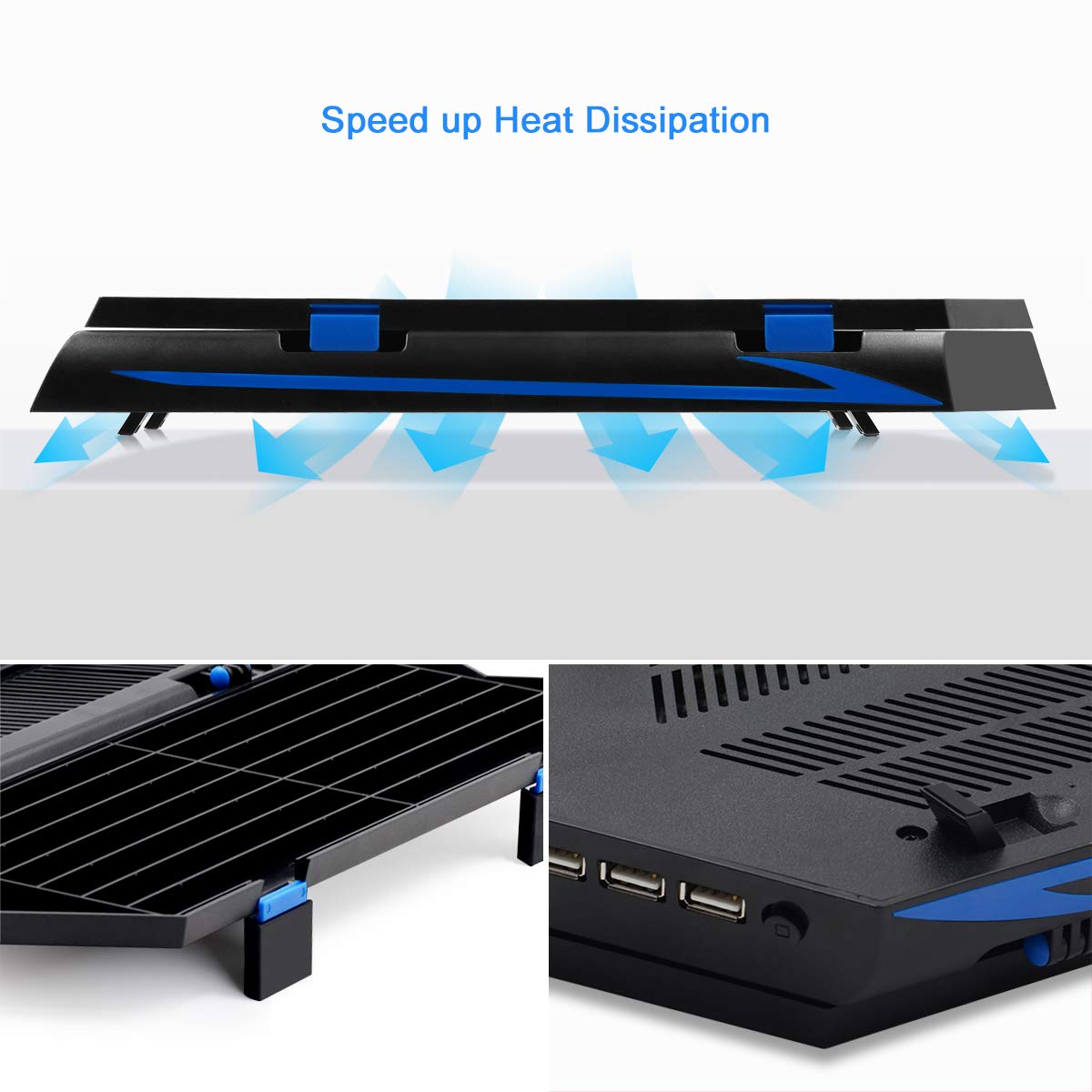 Kootek Vertical Stand for PS4 Slim/Regular Playstation 4 Cooling Fan Controller Charging Station with Game Storage and Dualshock Charger (Not for PS4 Pro)