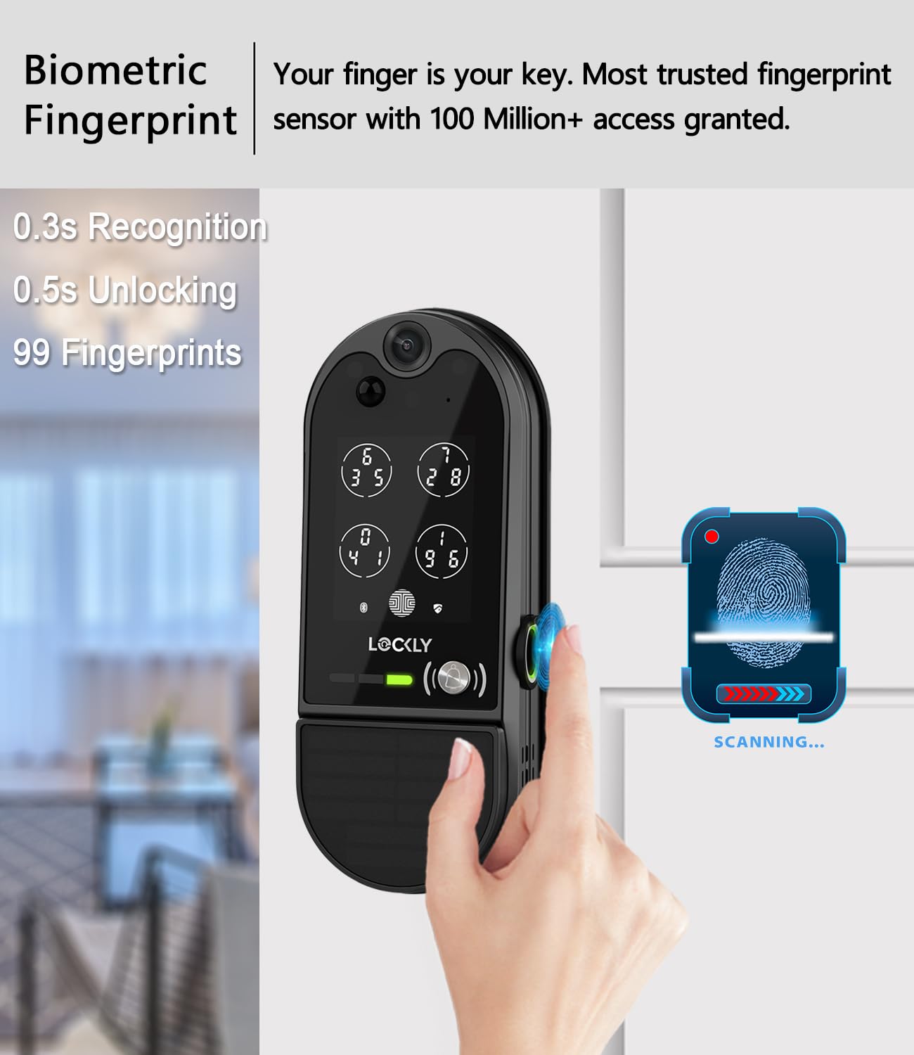 Lockly Secure Pro Wi-Fi Smart Lock Keyless Entry Door Lock Satin Nickel and Lockly Vision Video Doorbell Camera Smart Lock Venetian Bronze