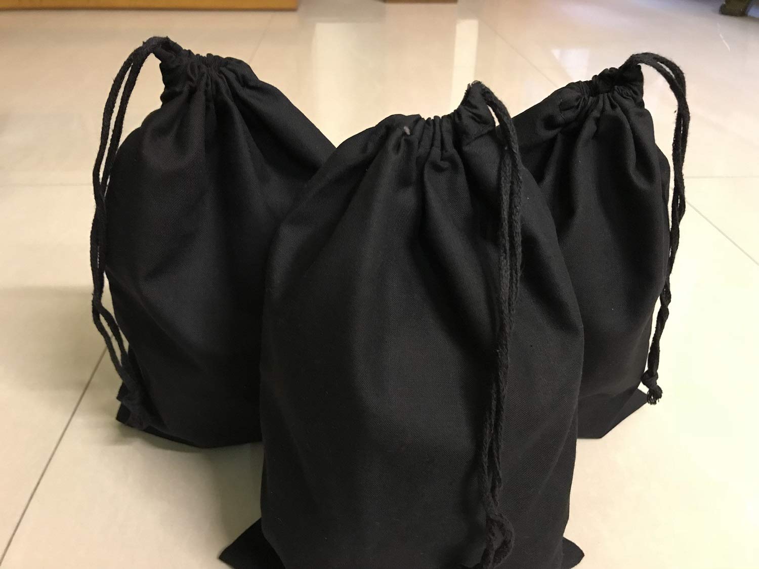Reusable Produce Eco friendly Cotton Single Drawstring Muslin Bags premium quality BLACK COLOR- 100 count pack (8 x 10)