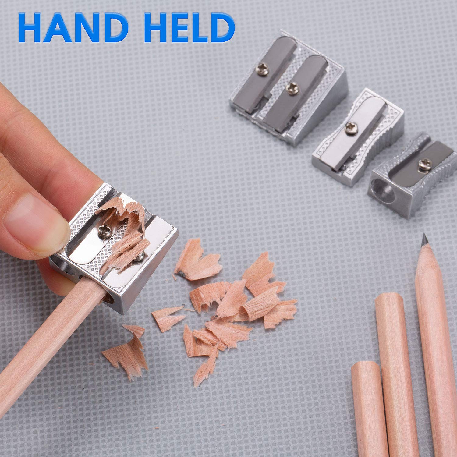 Metal Pencil Sharpener,4PCS High Quality Pencil Sharpener Handheld, Pencil Sharpener Manual, Pencil Sharpener Small,Perfect for Use in Schools,Offices,Homes,Art Projects