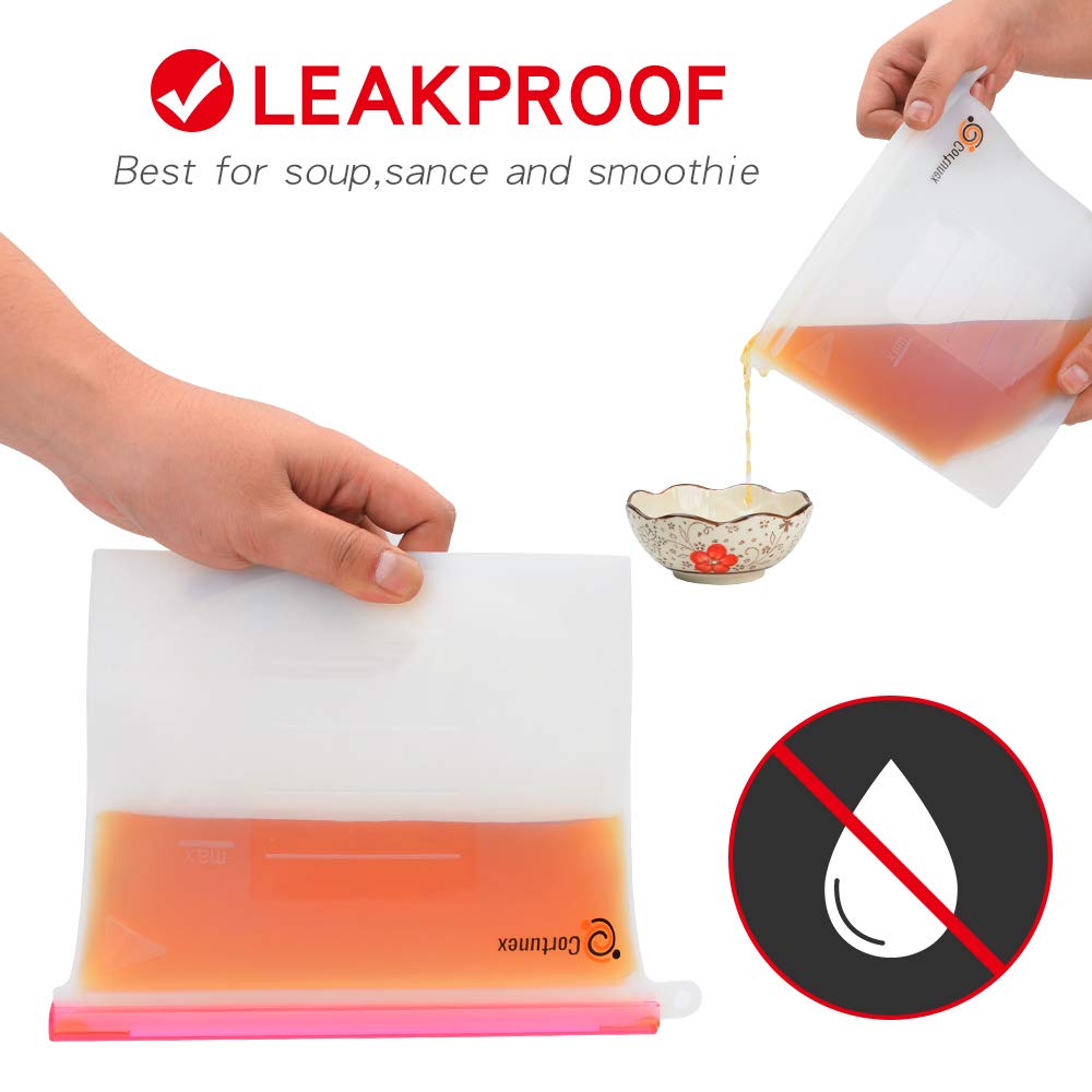 Reusable Silicone Food Storage Bags | 100% Food Grade Silicone Bags | LEAKPROOF, AIRTIGHT | Keep Fruit, Snacks, Veggie, Sandwich FRESH | Set Of 6 Bundle With 6 Reusable Mesh Produce Bags