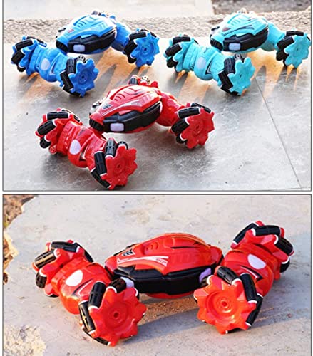 RC Stunt Car, 4WD 2.4GHz Remote Control Car Deformable All-Terrain Off Road Car, 360 Degree Flips Double Sided Rotating Race Car with Gesture Sensor Watch Lights Music for Kids (Red) A93