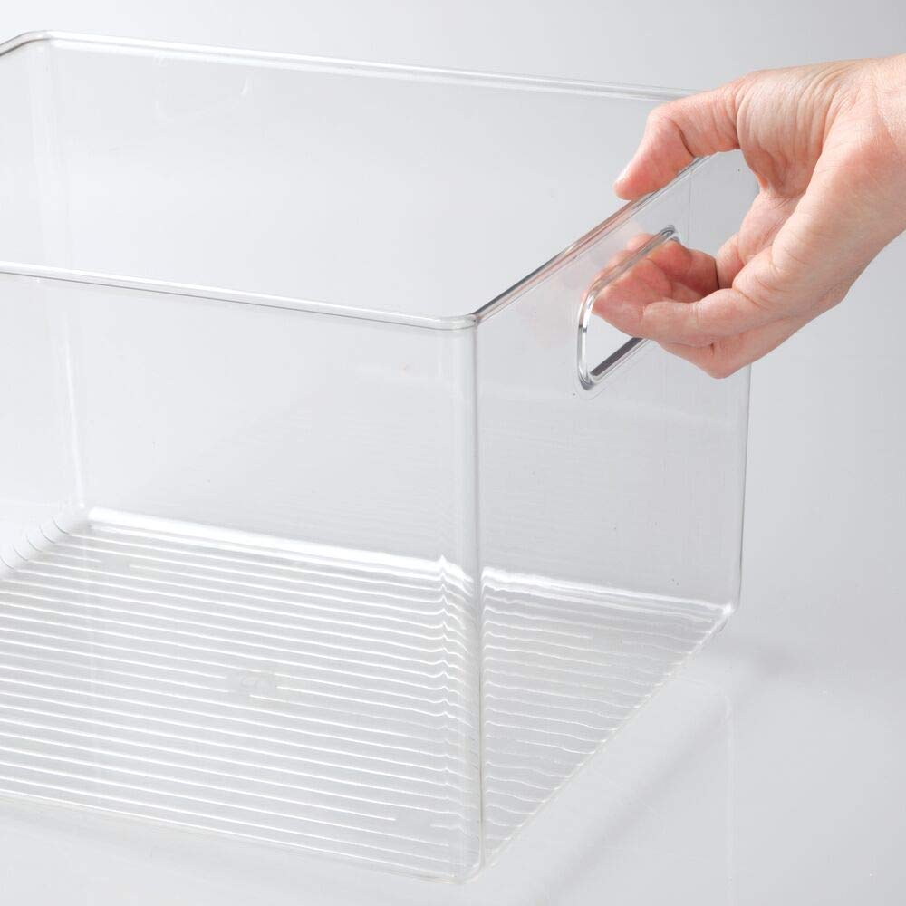mDesign Large Plastic Storage Organizer Container Bin, Closet Organization for Hallway, Bedroom, Linen, Coat, and Entryway - Holds Clothing, Blankets, and Accessories, Ligne Collection, 8 Pack, Clear