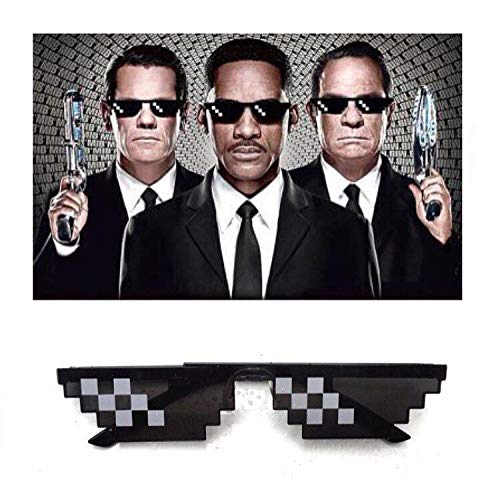 JYZOBJHB 10 Pieces Thug Life Party Sunglasses Pixelated Mosaic Eyewear Black for Unisex Adults Kids (Flat Black)