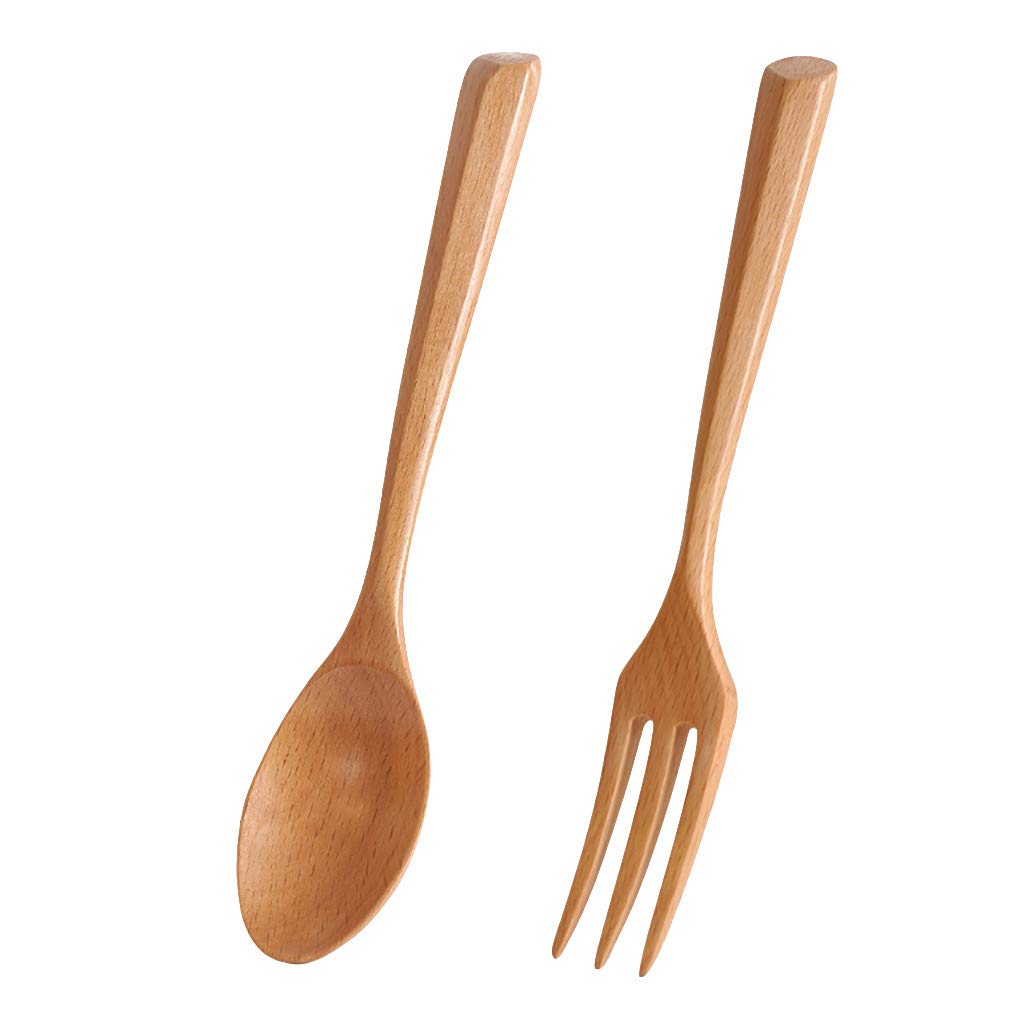Place Mates for Tables Hot Natural Fork Portable Color Set Wooden Flatware Spoon Solid Reusable Tableware Kitchen,Dining & Bar Place Mats Indoor Dining