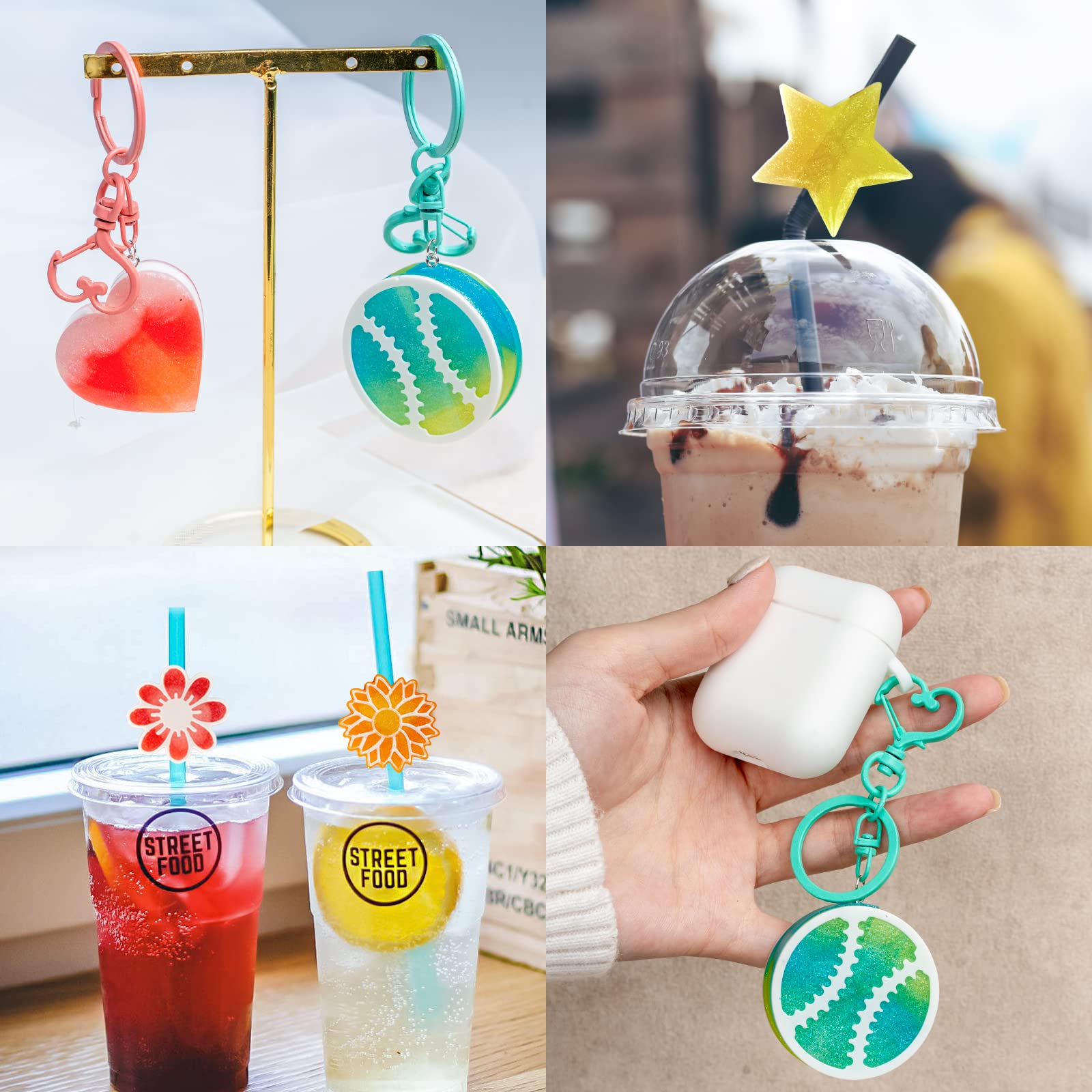 LET'S RESIN Straw Topper Resin Molds 2PCS Silicone Molds for Resin, with Circle, Sunflower, Butterfly Shape For Straws