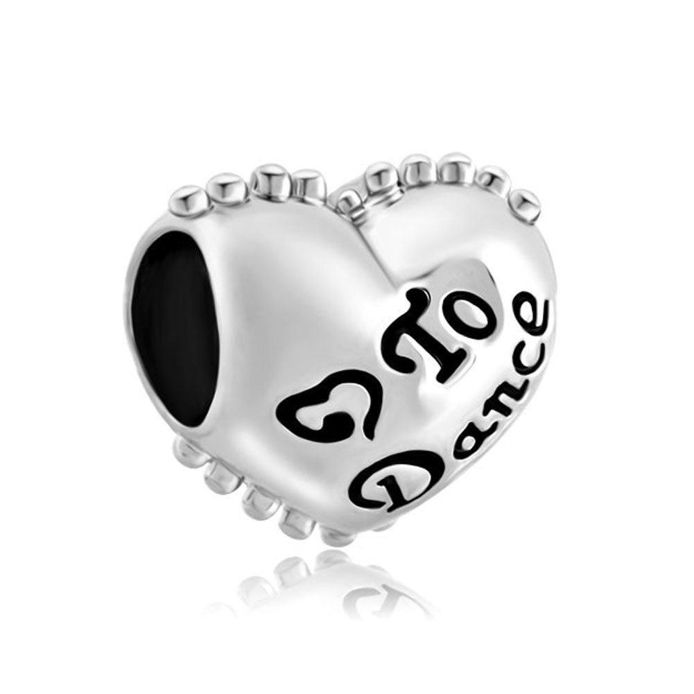 LovelyJewelry Heart Love To Dance Charms Beads For Bracelets