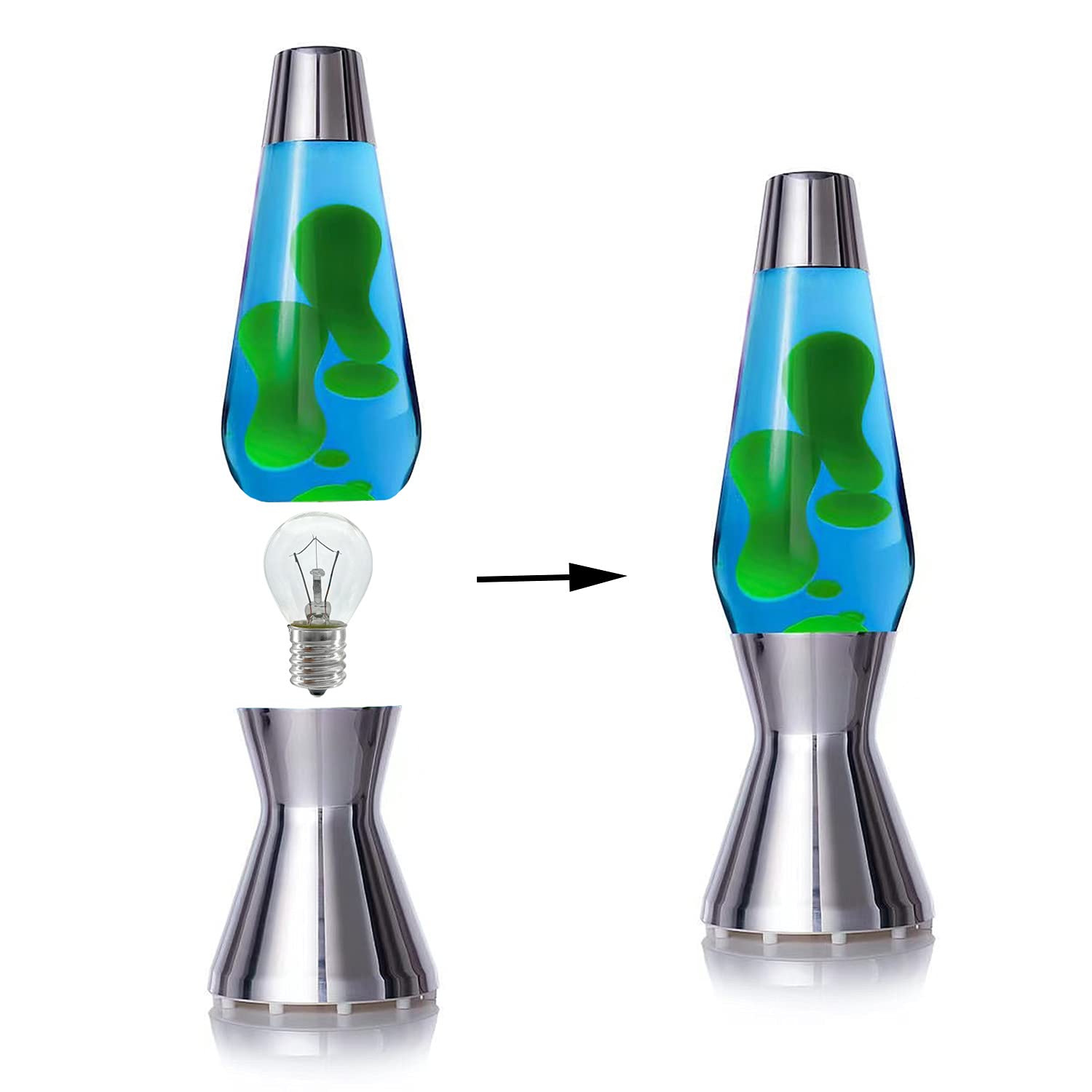Lava Lamp Bulb, 6 Pack 25 Watt Lava Lamp Light Bulb, S11 E17 Base 120 Volt Lava Lamp Replacement Bulb for 14.5 Inch Glitter and Lava Lamps - Dimmable - Warm White