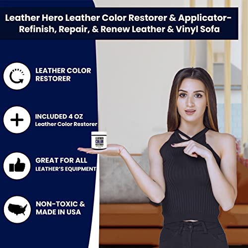 Leather Hero Leather Color Restorer & Applicator- Refinish, Repair, & Renew Leather & Vinyl Sofa, Purse, Shoes, Auto Car Seats, Couch 2oz (Bone)