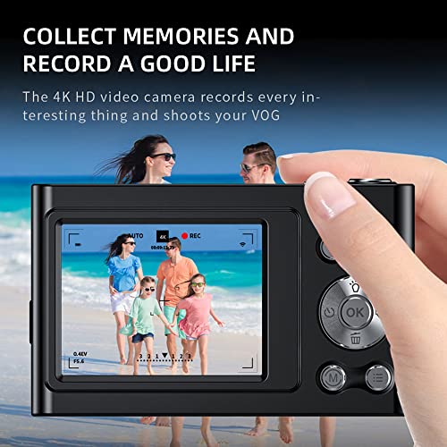 mewmewcat Digital Camera for 4K Digital Camera Video Camcoer 48MP 2.4 Inch IPS Screen Auto Focus 16X Digital Zoom-Shake Face Detect Smile ture Built-in Flash & Battery wi