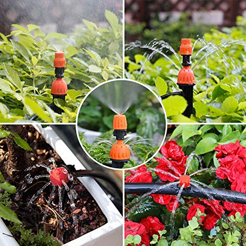 M Joy Decor Drip Irrigation Kit, Automatic Garden Watering System with Adjustable Dripper,Blank Distribution Tubing Hose Atomizing Nozzles Drippers Watering Drip Kit (40m/130ft)