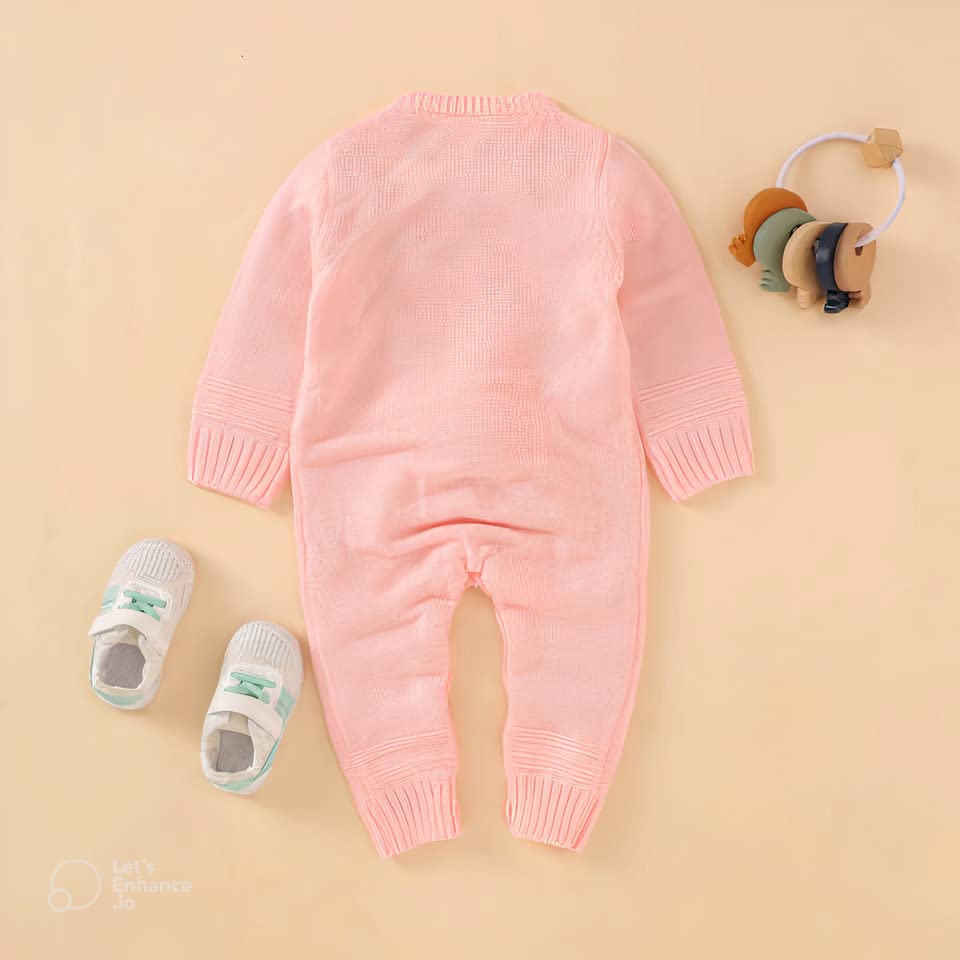 wonder rabbit Baby Boy or Girl Sweater Romper Warm Infant Bunny Sweatshirt Jumpsuit (pink, 6-12 months (80cm))