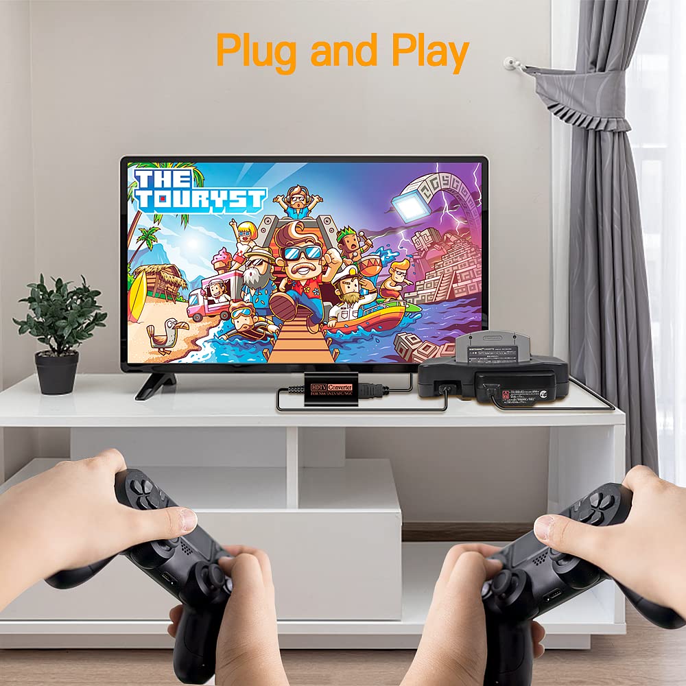 N64 HDMI Adapter, N64 to HDTV Converter, S-Video Output, Plug and Play(Black)
