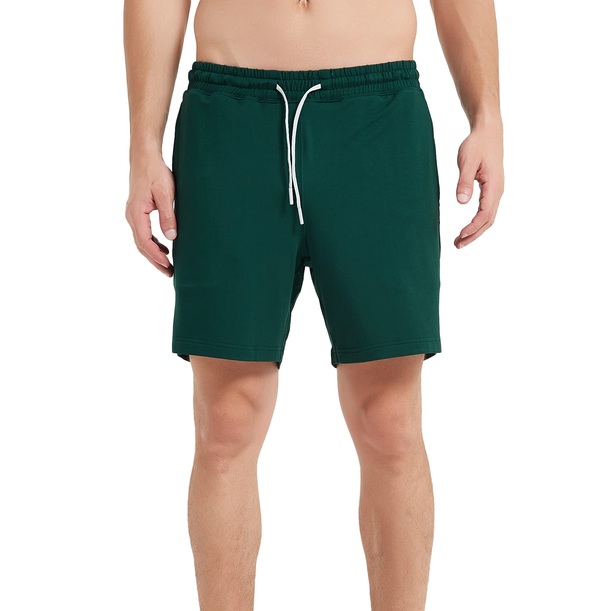 netdraw Men's Ultra Soft Bamboo Viscose Sweat Shorts 7'' Athletic Gym Jogger Workout Shorts with Pockets(Pine, Medium)