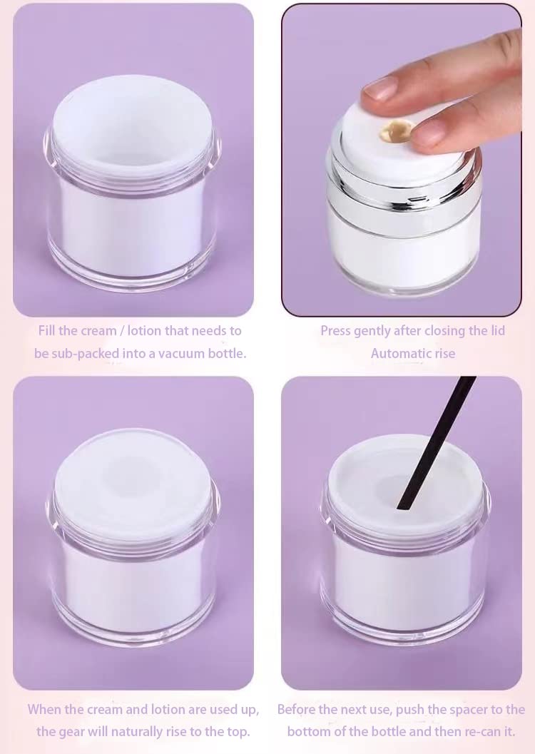 YSLEN 2Pcs1oz Vacuum Cosmetic Containers-Refillable Containers for Face Cream Bottles, Gels and Lotions, Cream Jar Vacuum Bottle Dispenser, for Makeup, Essence, Moisturizer, Eye Cream