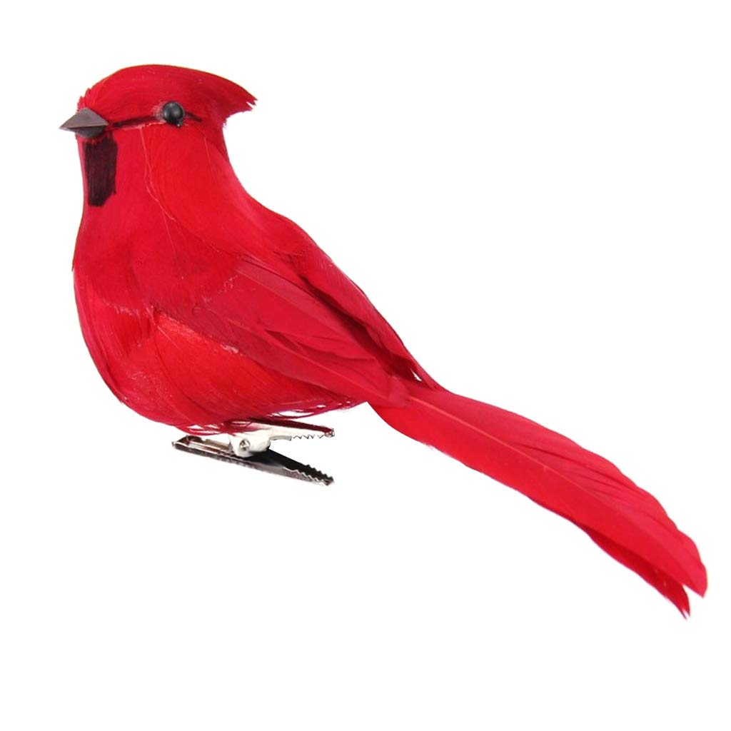 LOVIVER Lifelike Artificial Feathered Foam Birds, DIY Parrot Crafts Ornament, Clip On Design for Home Garden Decoration - Red