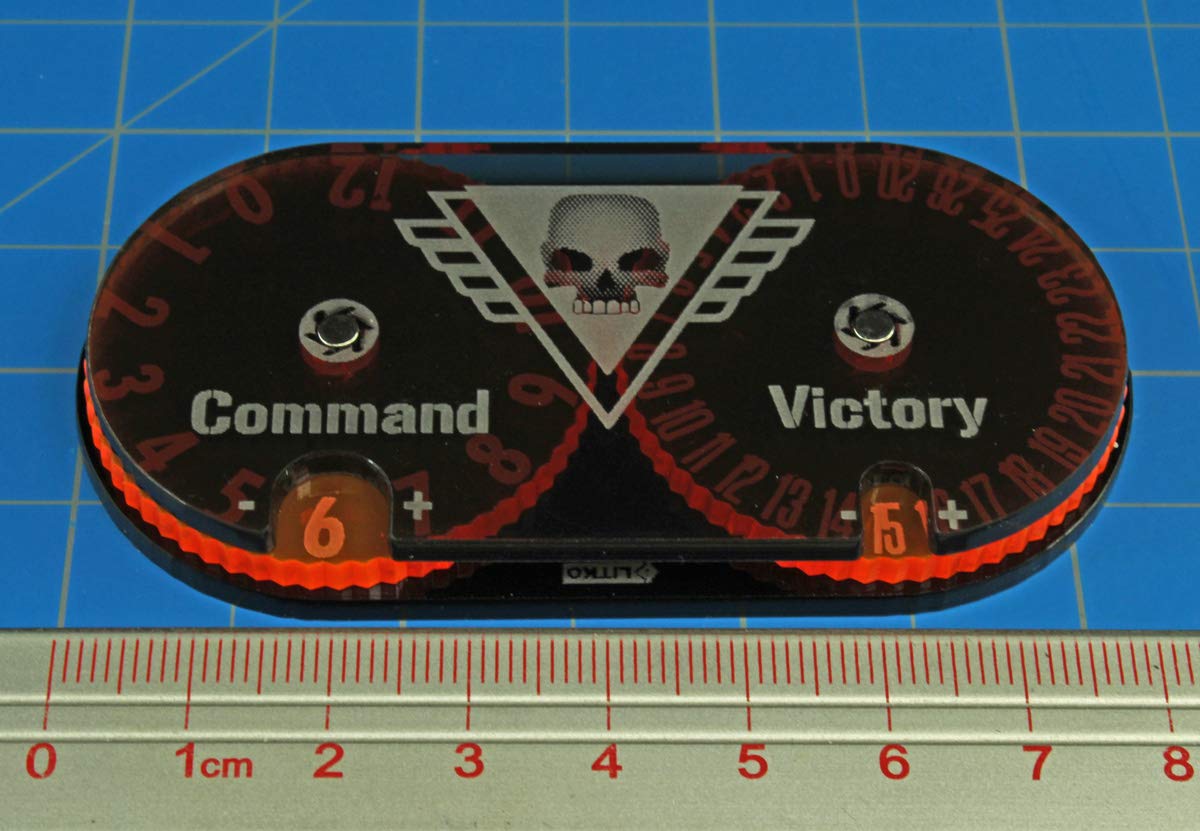 LITKO Command and Victory Point Tracker Compatible with Warhammer: Kill Team, Fluorescent Orange & Translucent Grey