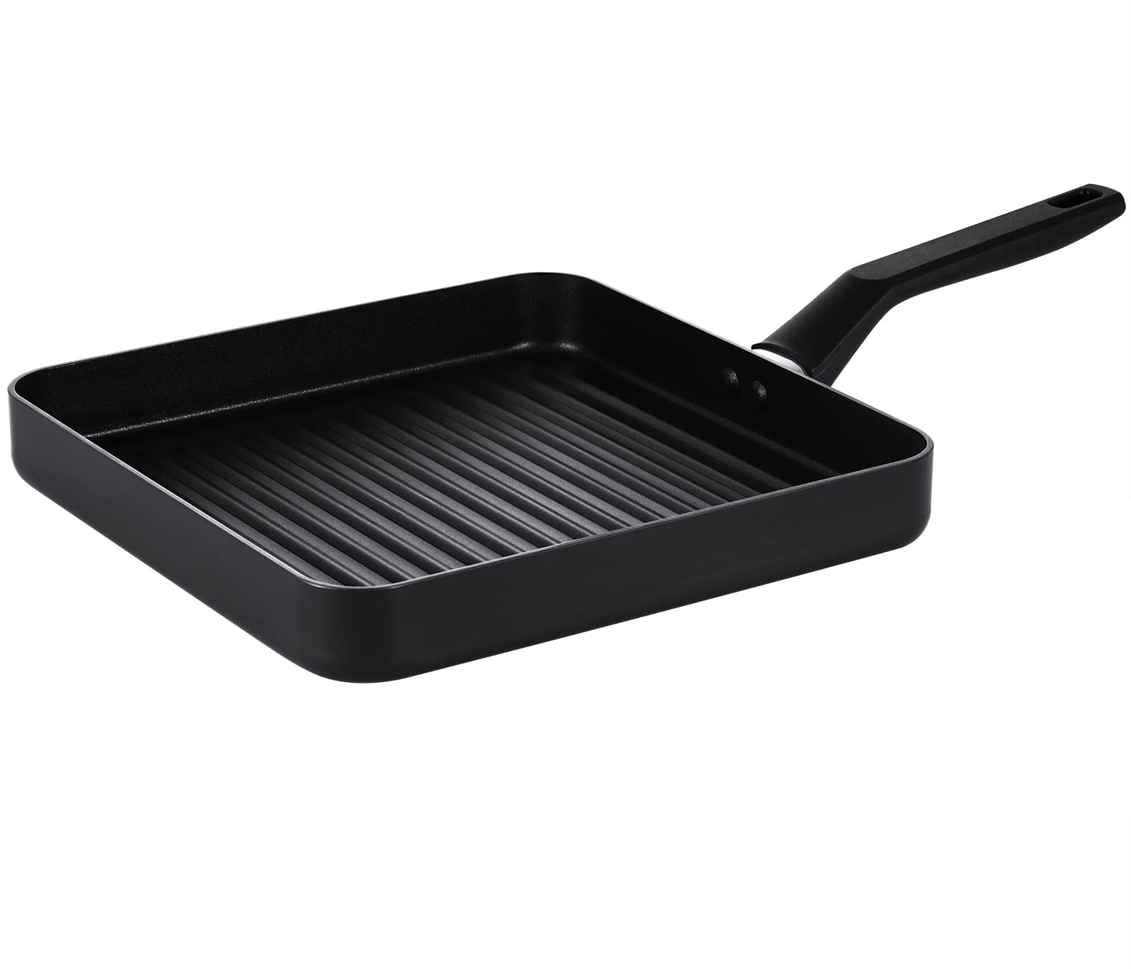 Qstar Nonstick 10.5 inch Grill Pan for Stove Tops Hard-Anodized Aluminum PFOA Free, Square, Black