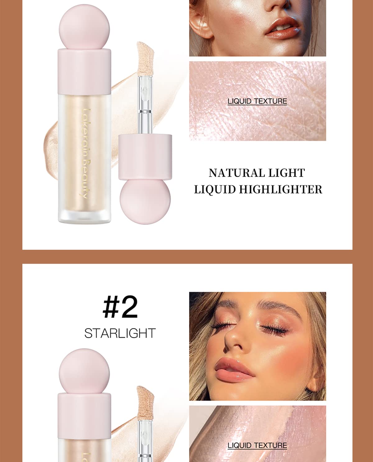 Liquid Highlighter Stick,Multi-Use Contour Highlighter Stick Makeup for Face & Body, Moisturizing Waterproof Light Liquid Luminizer with Cushion Applicator, Natural Looking Face Highlighter Makeup(#01 Moonlight)