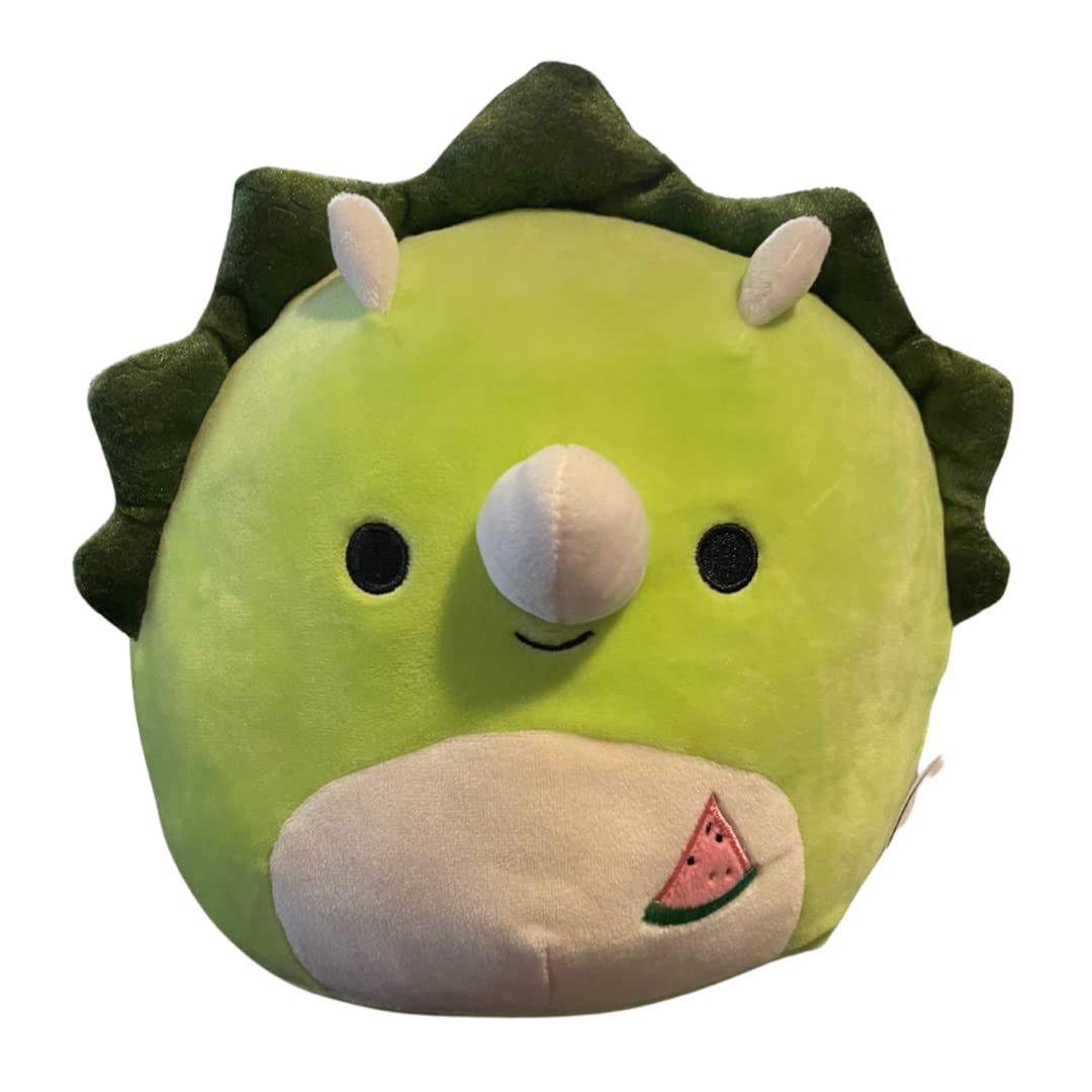 Squishmallows Official Kellytoy Plush 8 Inch Squishy Soft Plush Toy Animals (Tristan Triceratops (with Watermelon))