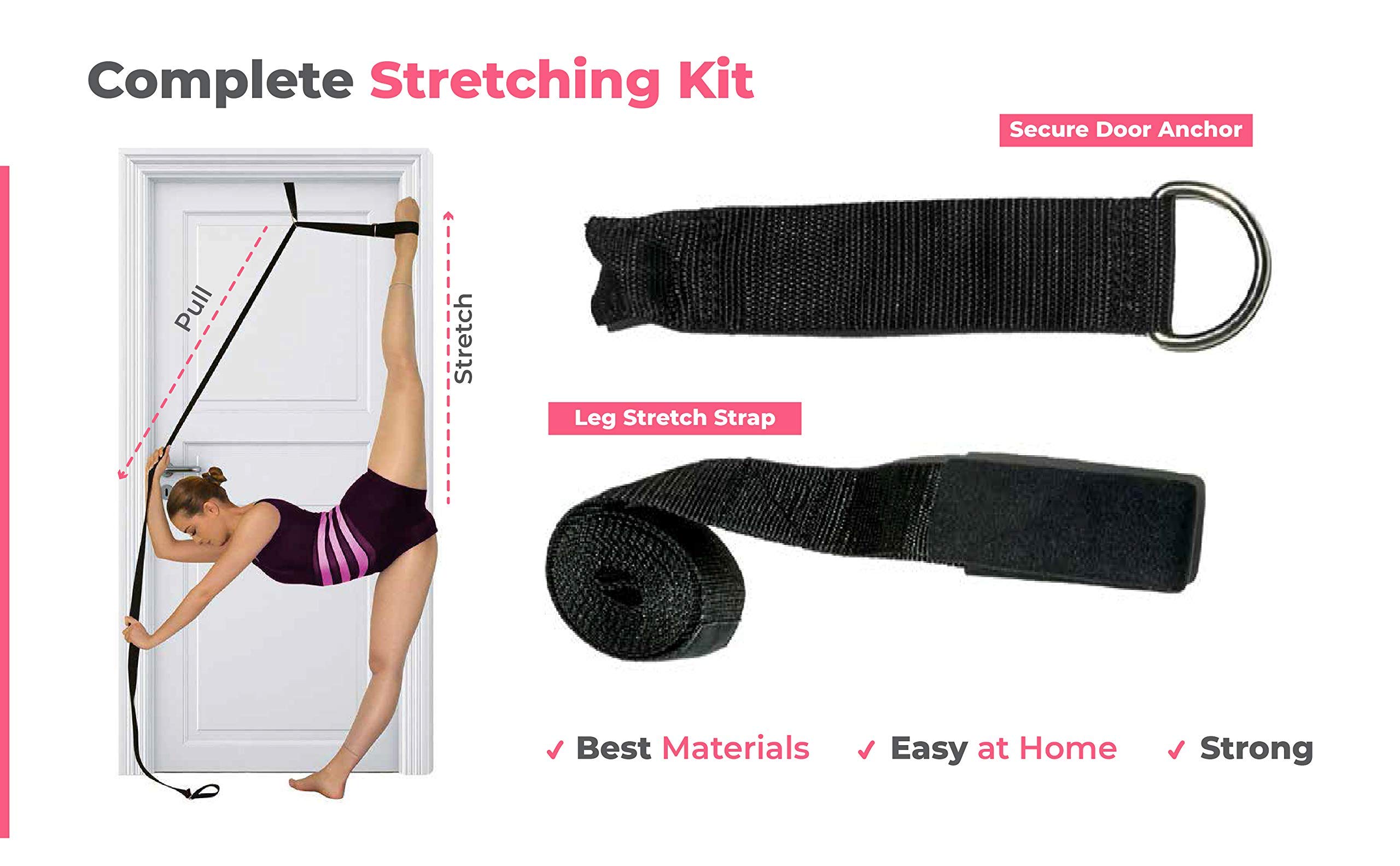 Leg Stretching Strap β Adjustable Ballet Stretch Strap with Door Anchor to Improve Flexibility, Easy to Install Flexibility Equipment Stretching Trainer for Ballet, Dance, Yoga, Gymnastics or Cheer