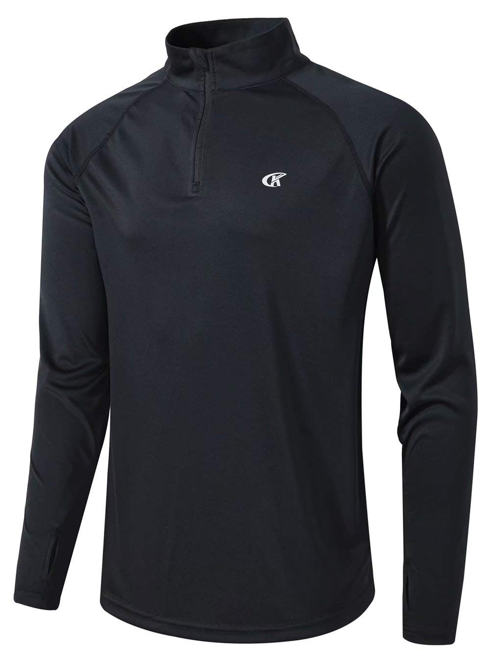 Mens Outdoor Athletic Shirts UPF 50+ UV Sun Protection Long Sleeve T-Shirt Black Medium