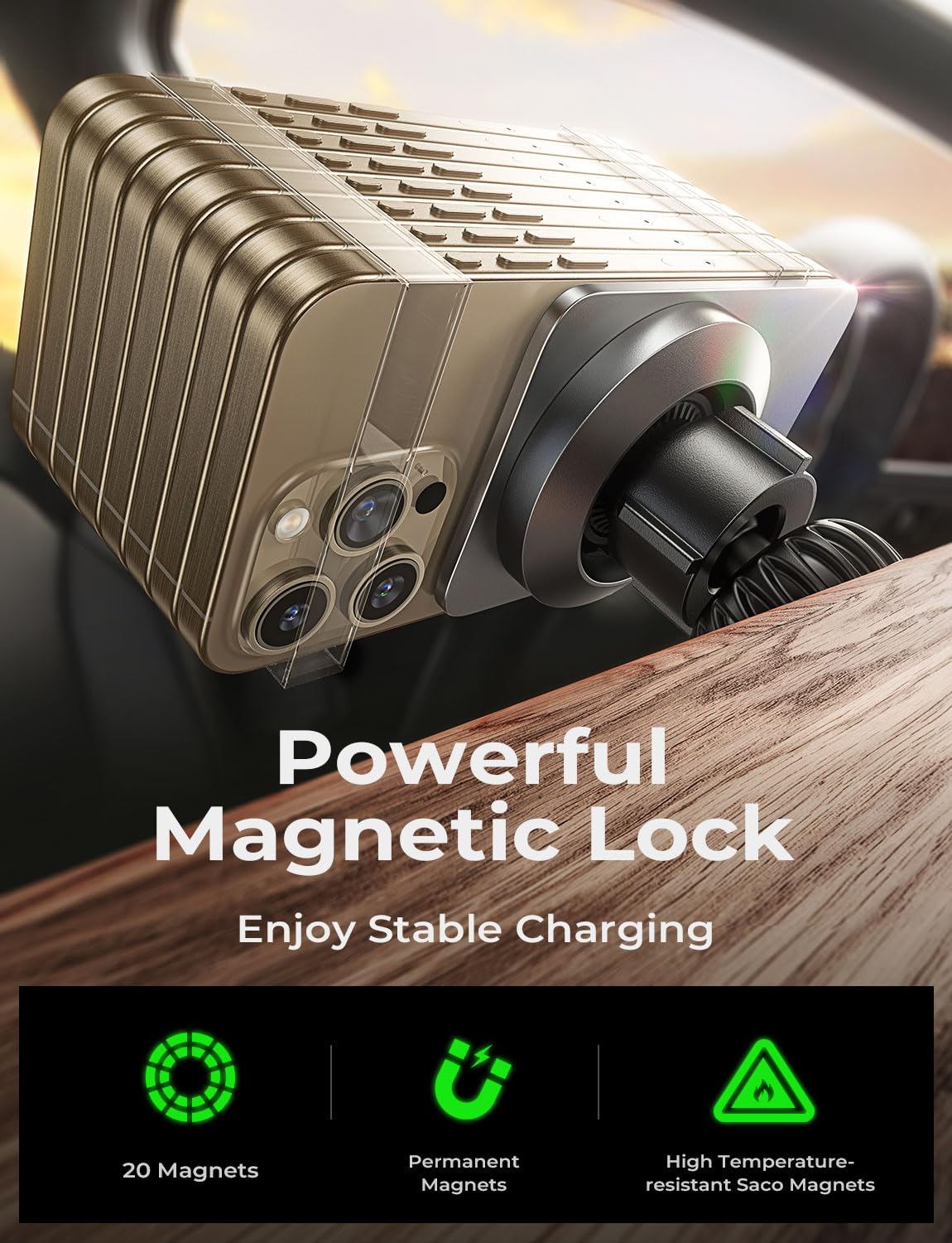 LISEN for Magsafe Car Mount Charger iPhone 15,15W Wireless Car Charger Mount,Magnetic Air Vent Car Phone Holder,with Fast Car Charger and Cable for iPhone 15/Pro/Plus/Pro Max/iPhone 14/13/12 Series