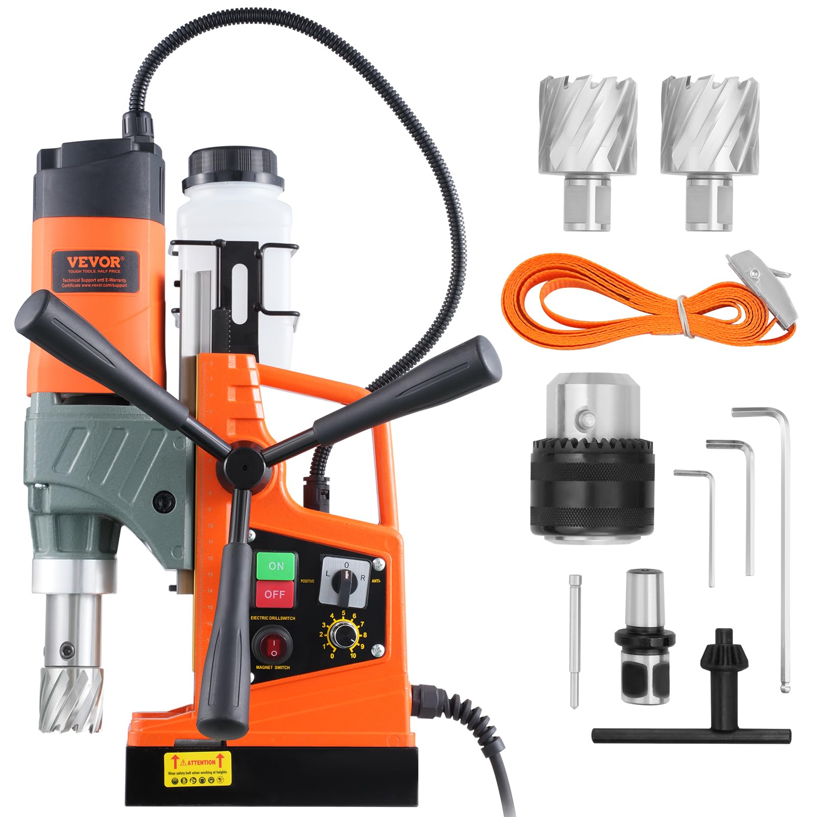 VEVOR Magnetic Drill, 1450W 2" Boring Diameter, 12800N Portable Electric Mag Drill Press, with Variable Speed, 800 RPM Drilling Machine for any Surface Home Improvement Industry Railway