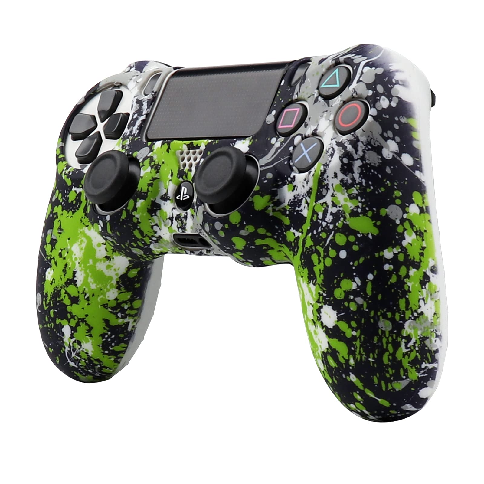 RALAN Anti-Slip Controller Cover for PS4, Silicone Skin Controller Controller Compatible for PS4 /PS4 Slim/PS4 Pro Controller (Black Pro Thumb Grip x 8,Cat + Skull Cap Cover Grip x 2)