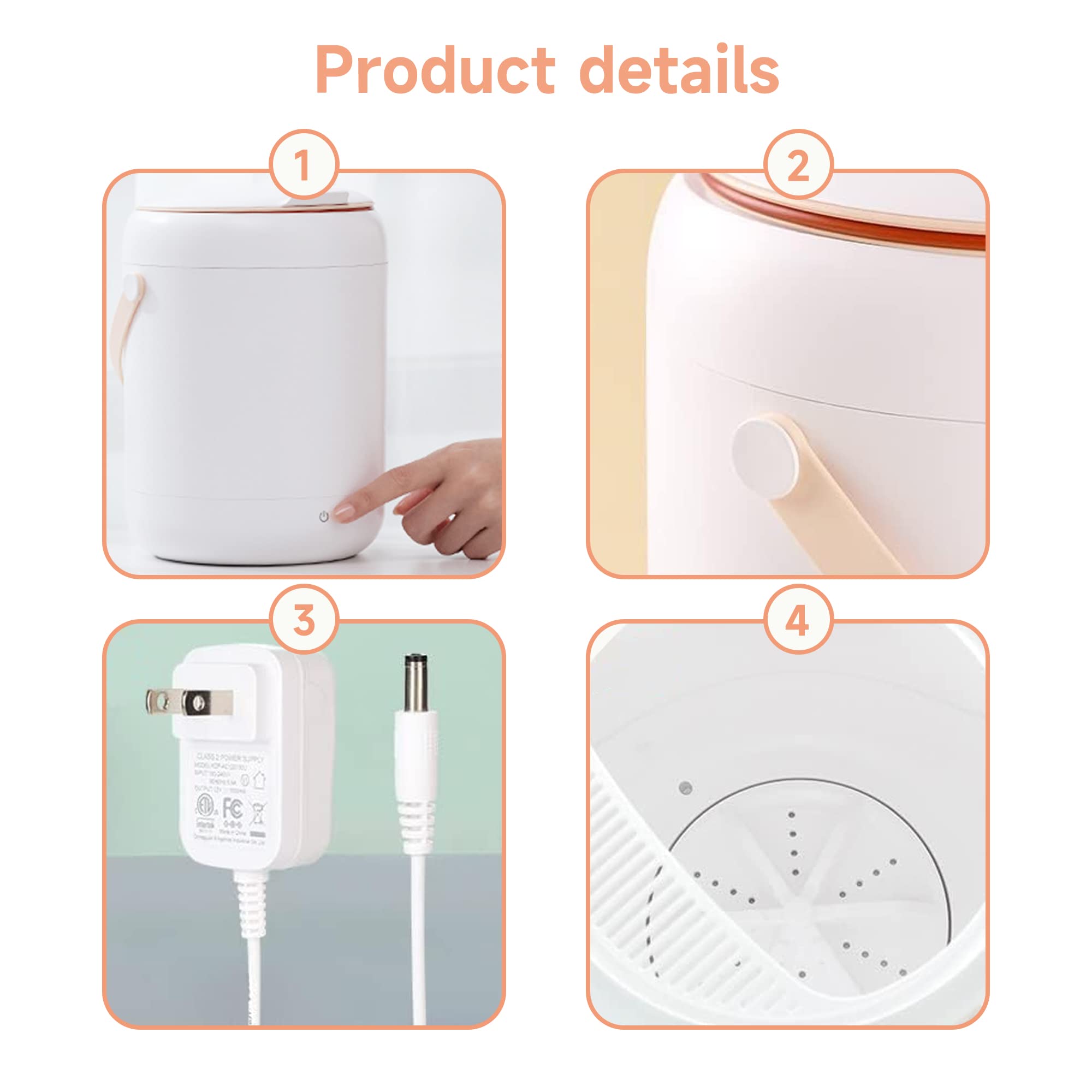 MEHIDFY Portable Washing Machine, 3L Ozone & Blue Light Deep Clean Portable Washer, Smart Timer Control Countertop Washing Machine, Mini Washing Machine for Underwear, Socks, Baby Clothes (White)