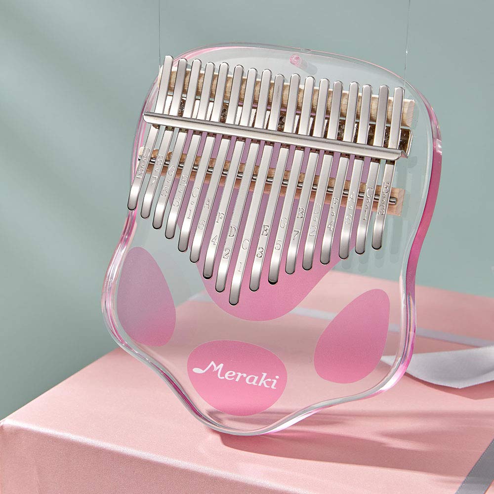 Meraki Kalimba 17 Keys Thumb Piano, Clear Transparent Acrylic Finger Piano Instrument with EVA Waterproof Hard Protective Case